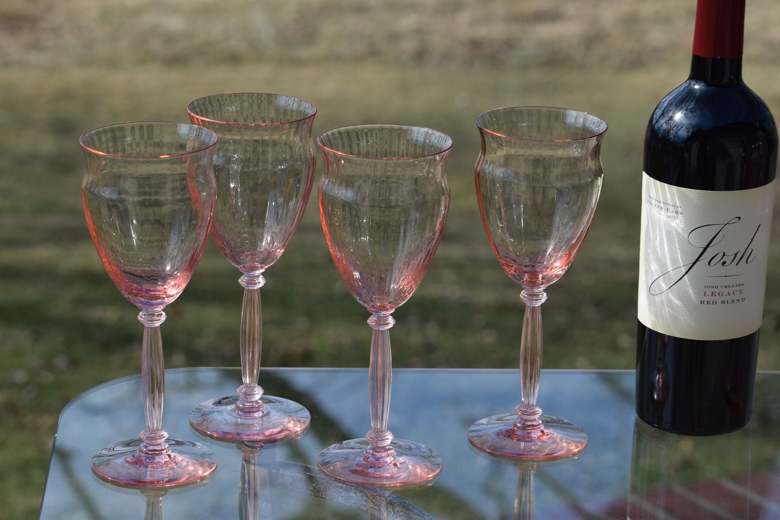 Vintage Pink Optic Glass Wine Glasses Set Of 7 Vintage Pink Depression Wine Glasses Elegant