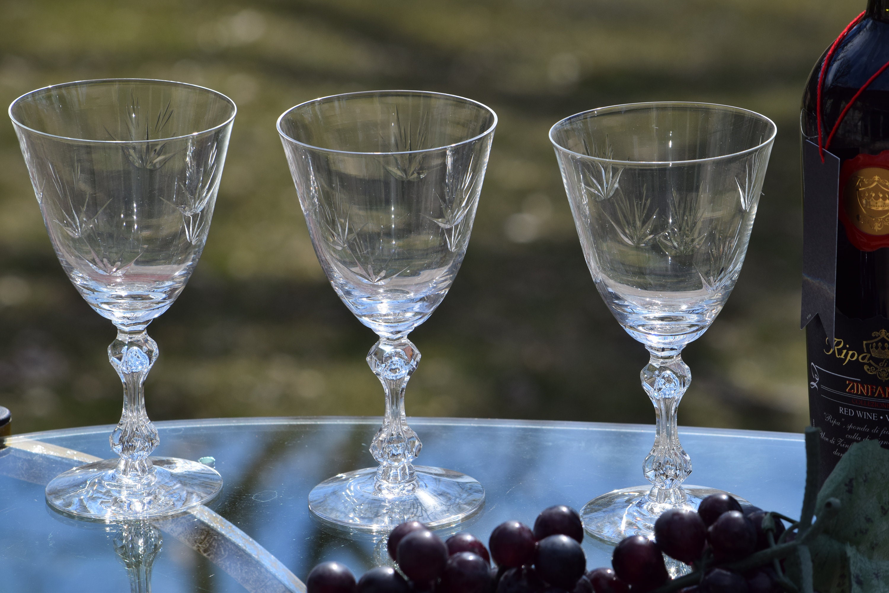 Antique Etched Crystal Wine Glasses Glass Designs