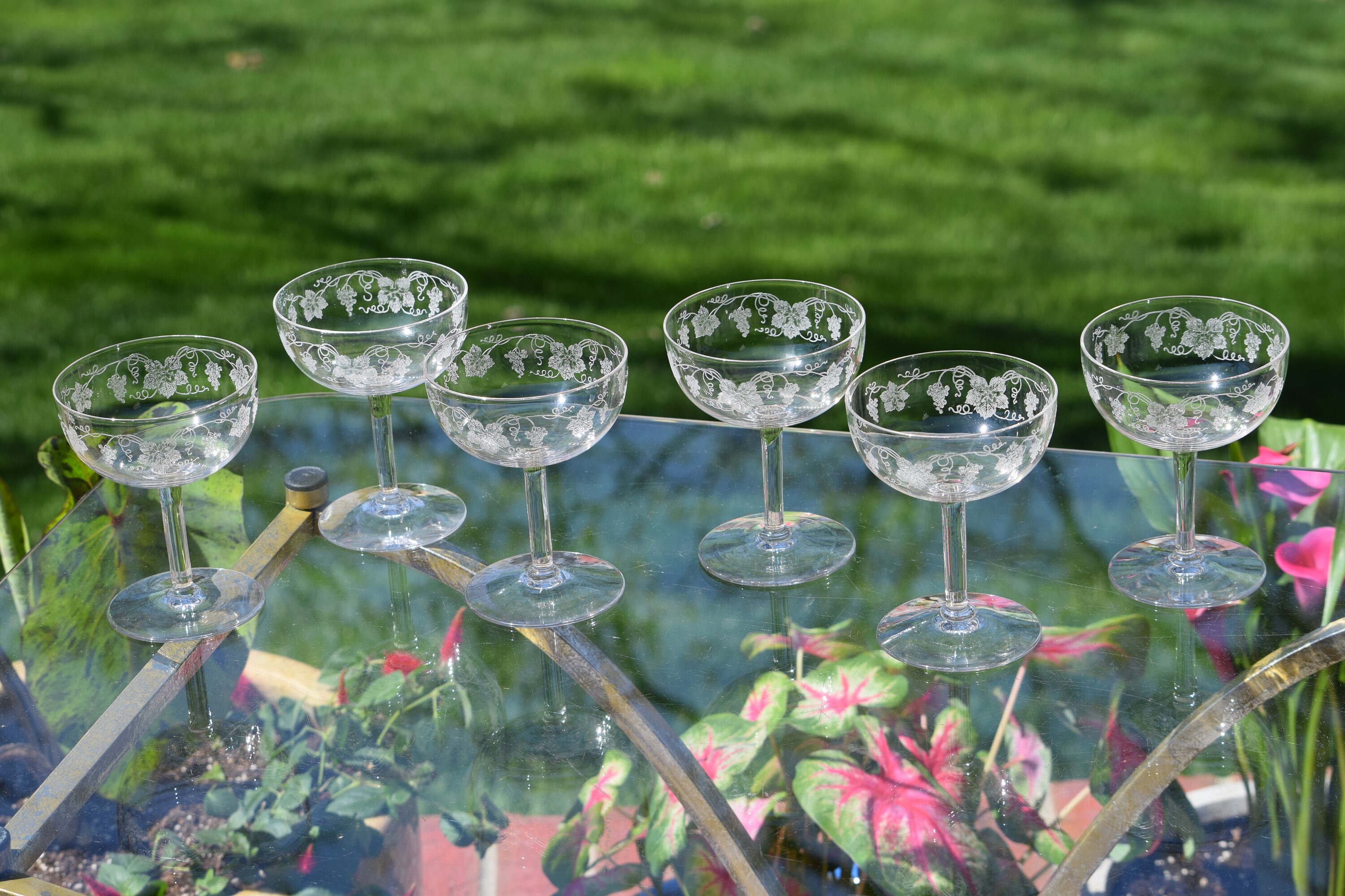 Vintage Acid Etched Cocktail Glasses Set of 6, circa 1950's, Vintage ... Vintage Acid Etched Cocktail Glasses Set of 6, circa 1950's, Vintage ...