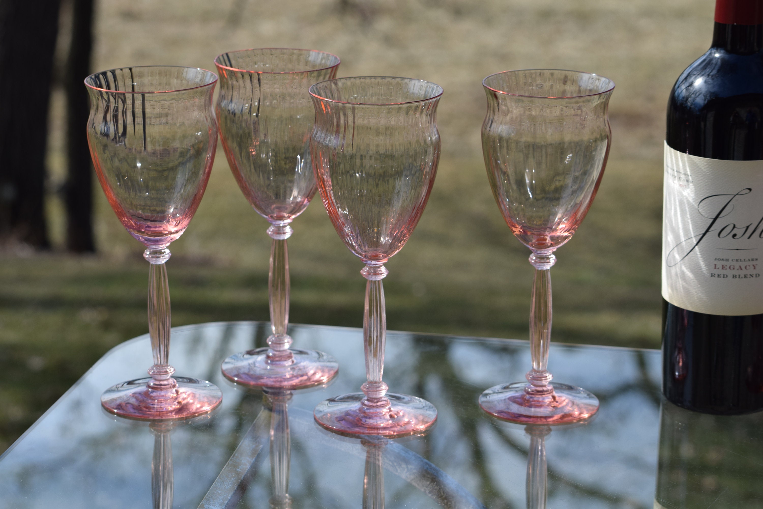 Vintage Pink Optic Glass Wine Glasses Set Of 7 Vintage Pink Depression Wine Glasses Elegant