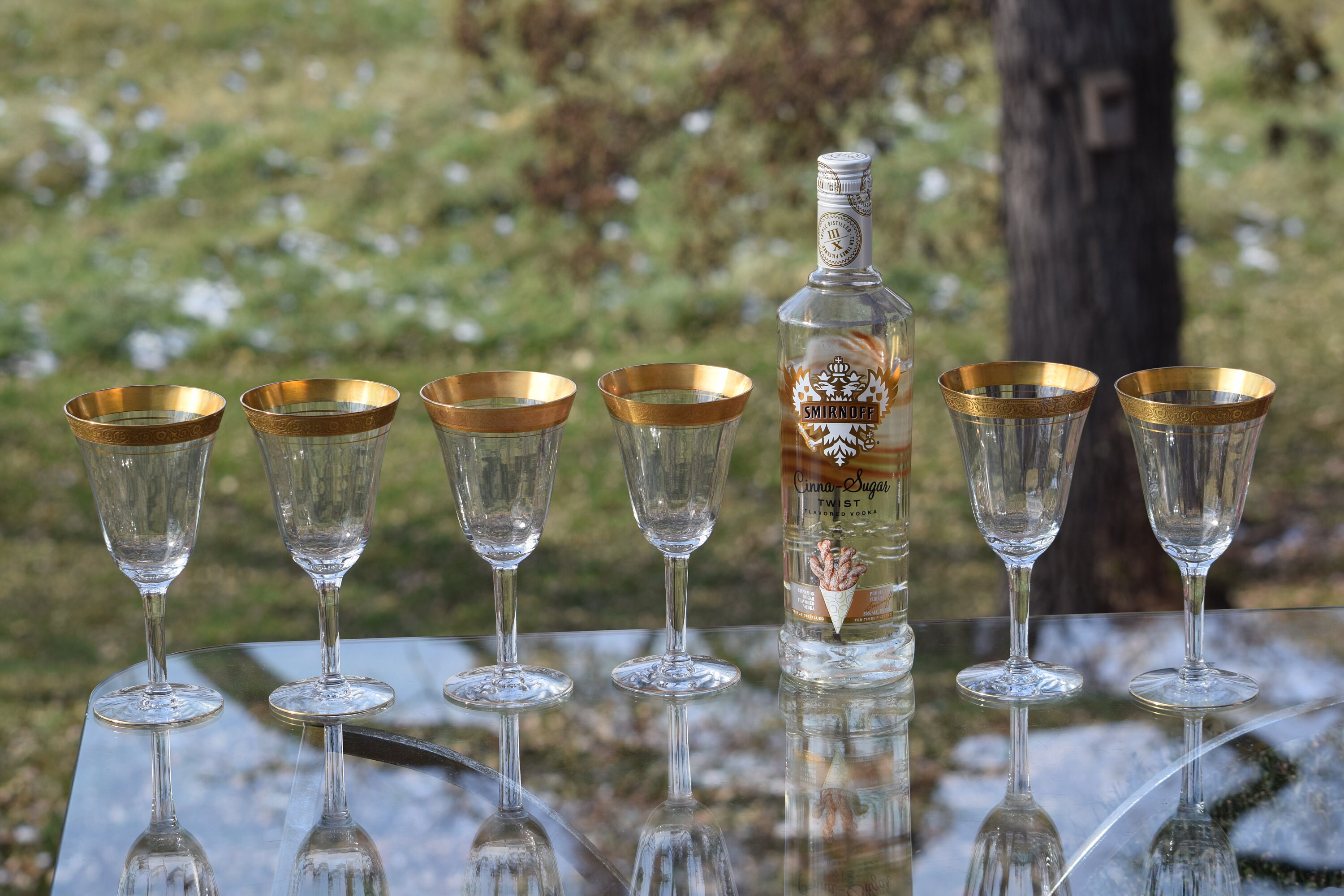 Vintage Gold Rimmed Encrusted Wine Glasses, Set of 6, Gold Rimmed Wine ...