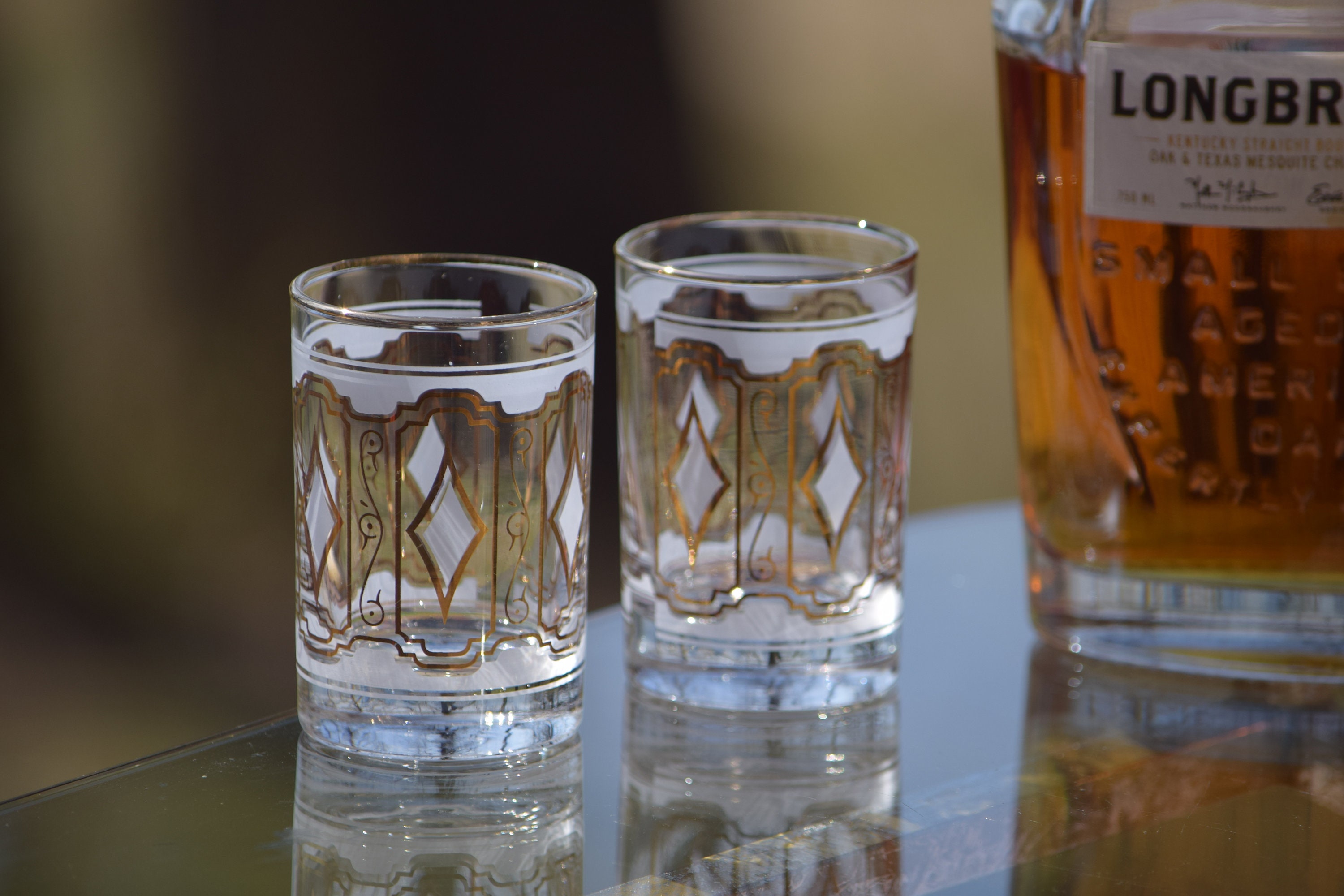 Vintage Gold and White Shot Glasses, Set of 5, MCM Atomic Barware ...