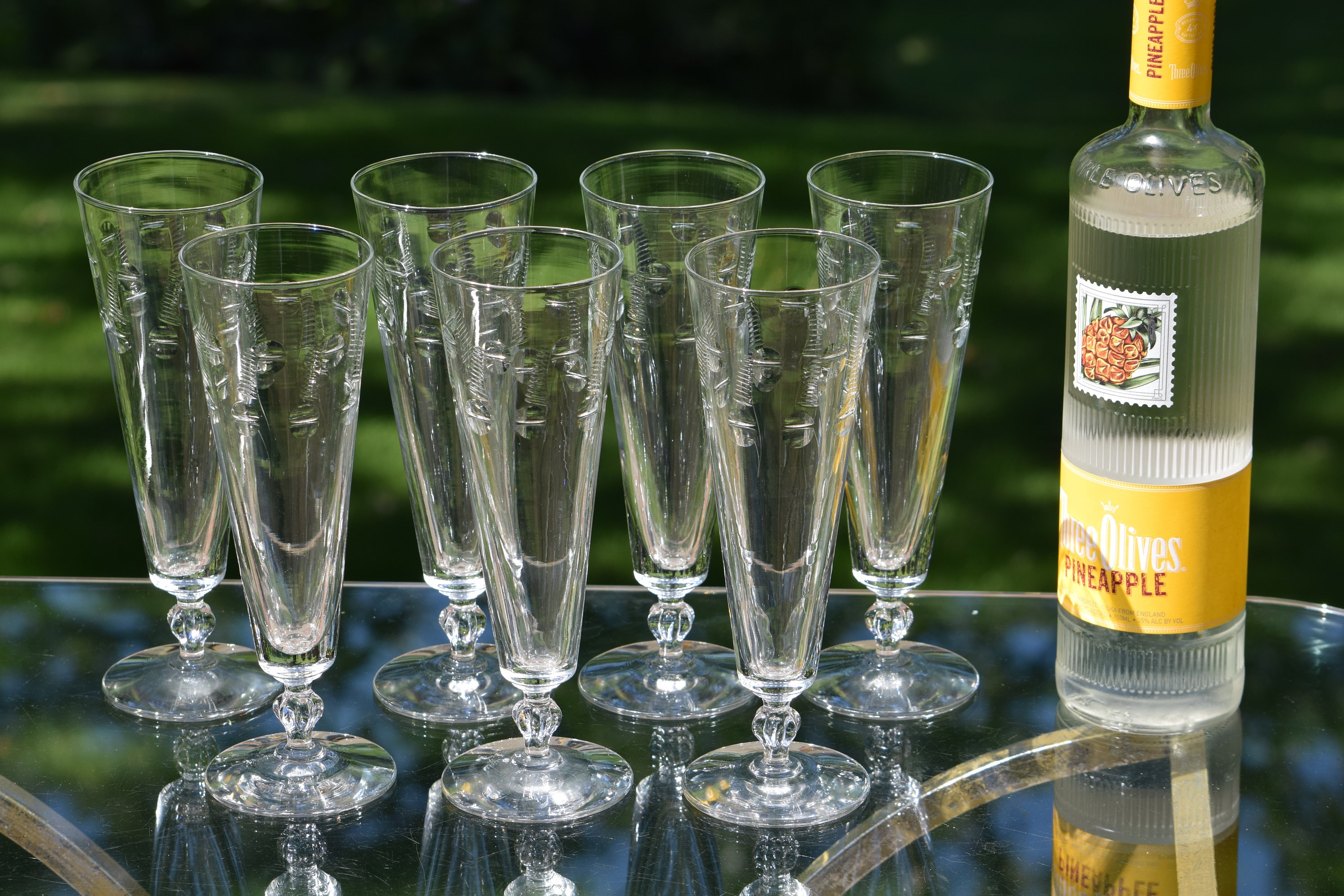 6 Vintage Etched Footed Collins Cocktail Glasses, Set of 6, Vintage ...