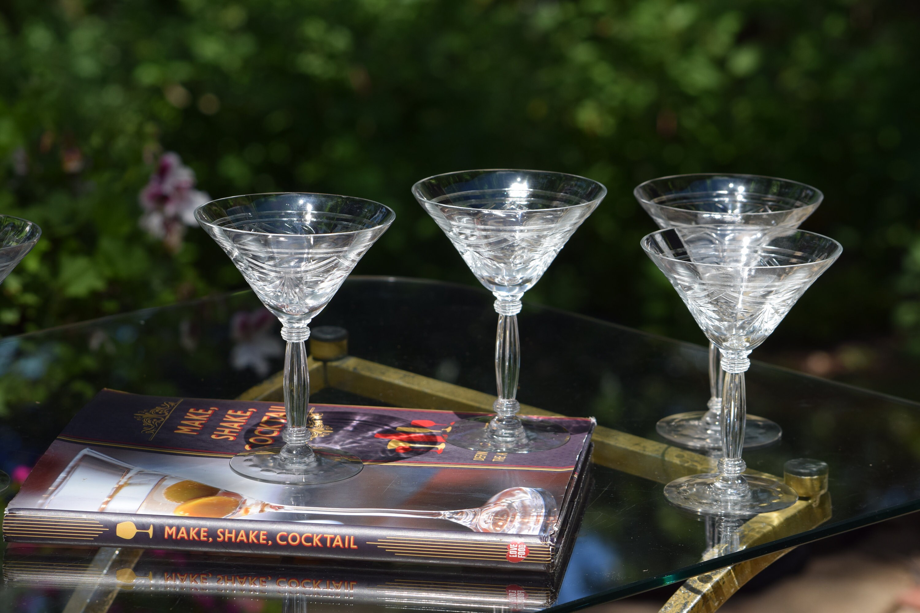 Reserved For Precious Sold Vintage Etched Art Deco Cocktail Glasses Set Of 6 Tiffin