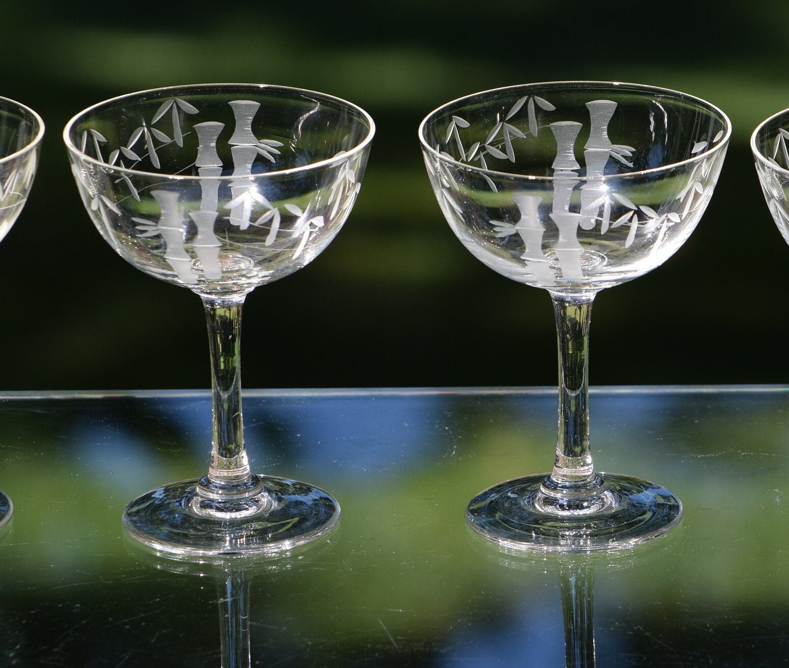 Vintage Etched Cocktail Glasses, Set of 4, Mixologist 4 oz Craft ...