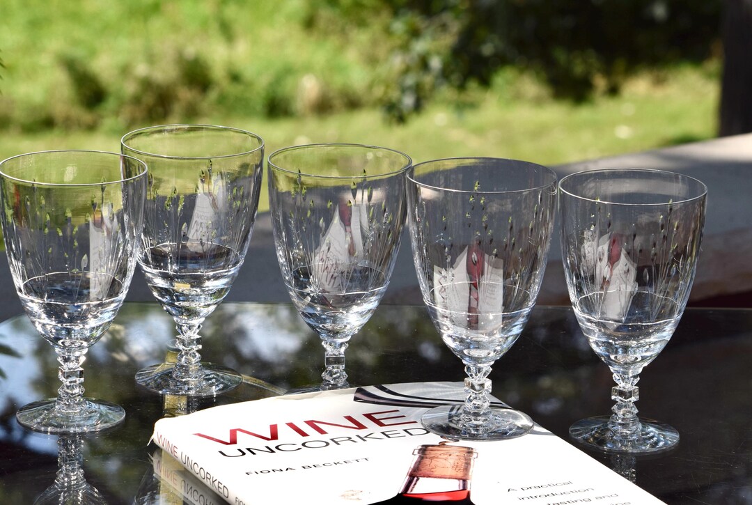 Vintage Tiffin Franciscan Crystal Wine Glasses - Theda Etched Glassware ...