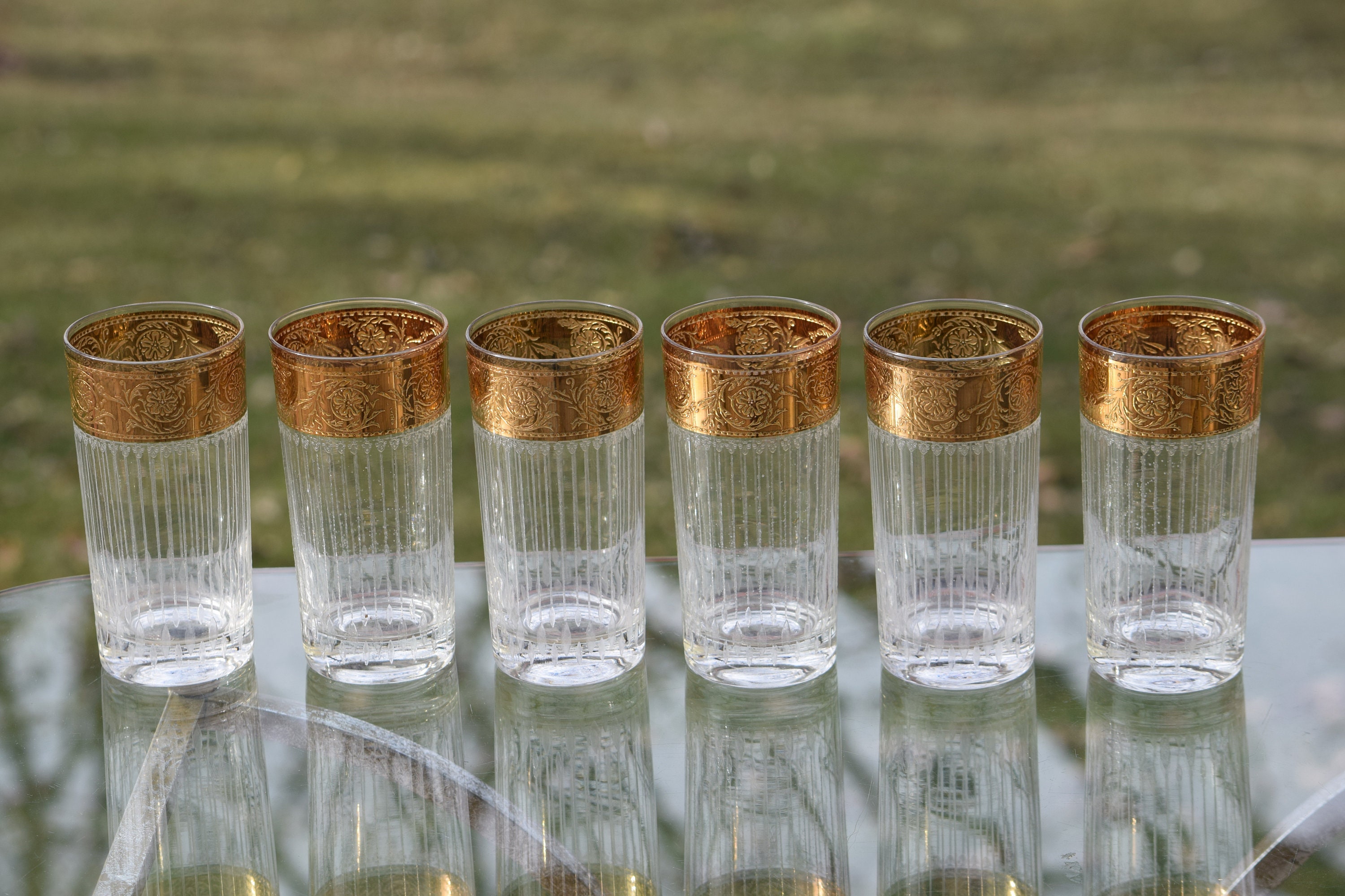 Vintage CULVER TYROL 22kt Gold Cocktail Liquor Highball Glasses, Set of ...