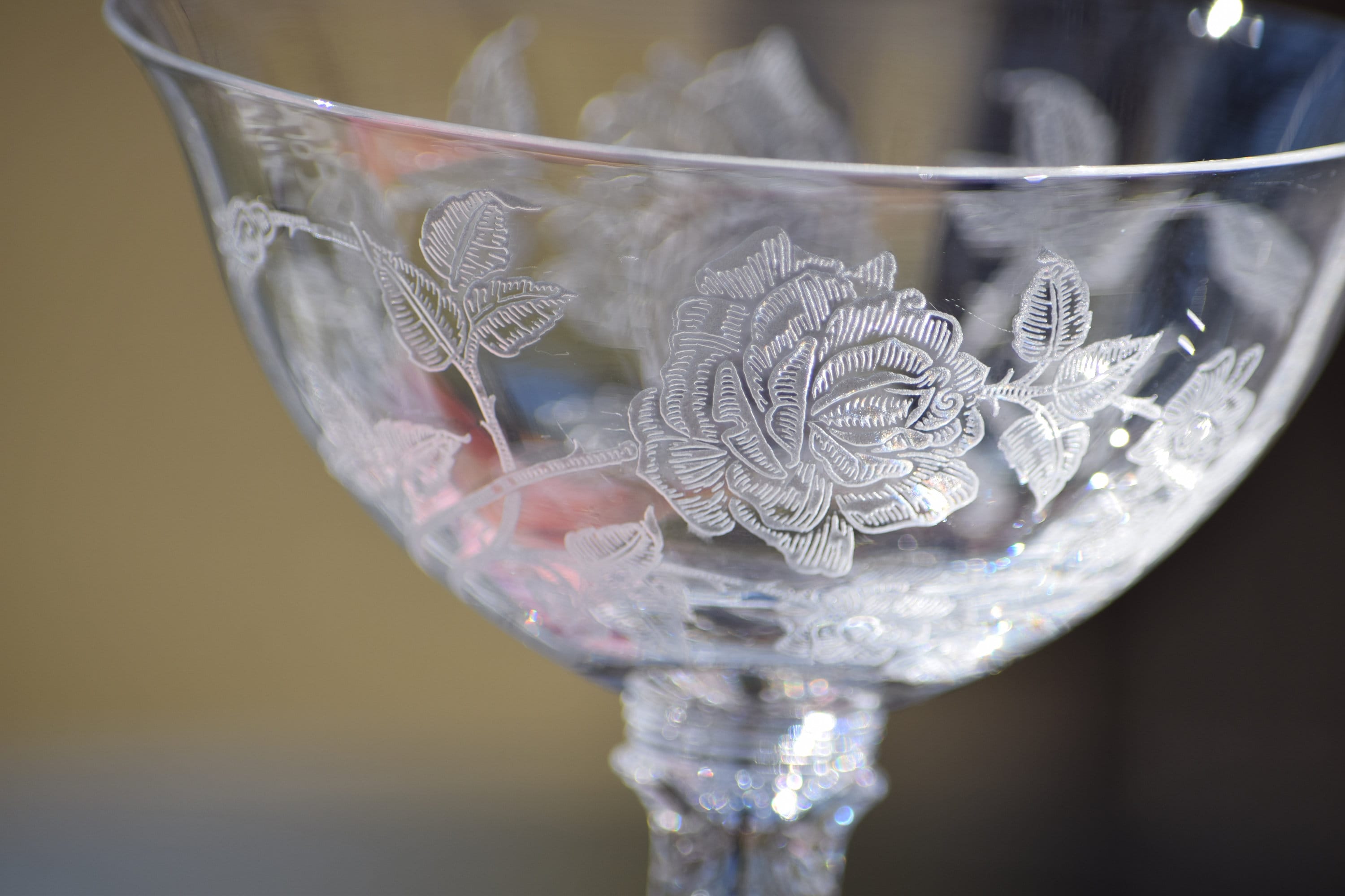 Vintage Etched Crystal Cocktail Glasses Set Of 4 Heisey 1940s Vintage Champagne Glasses
