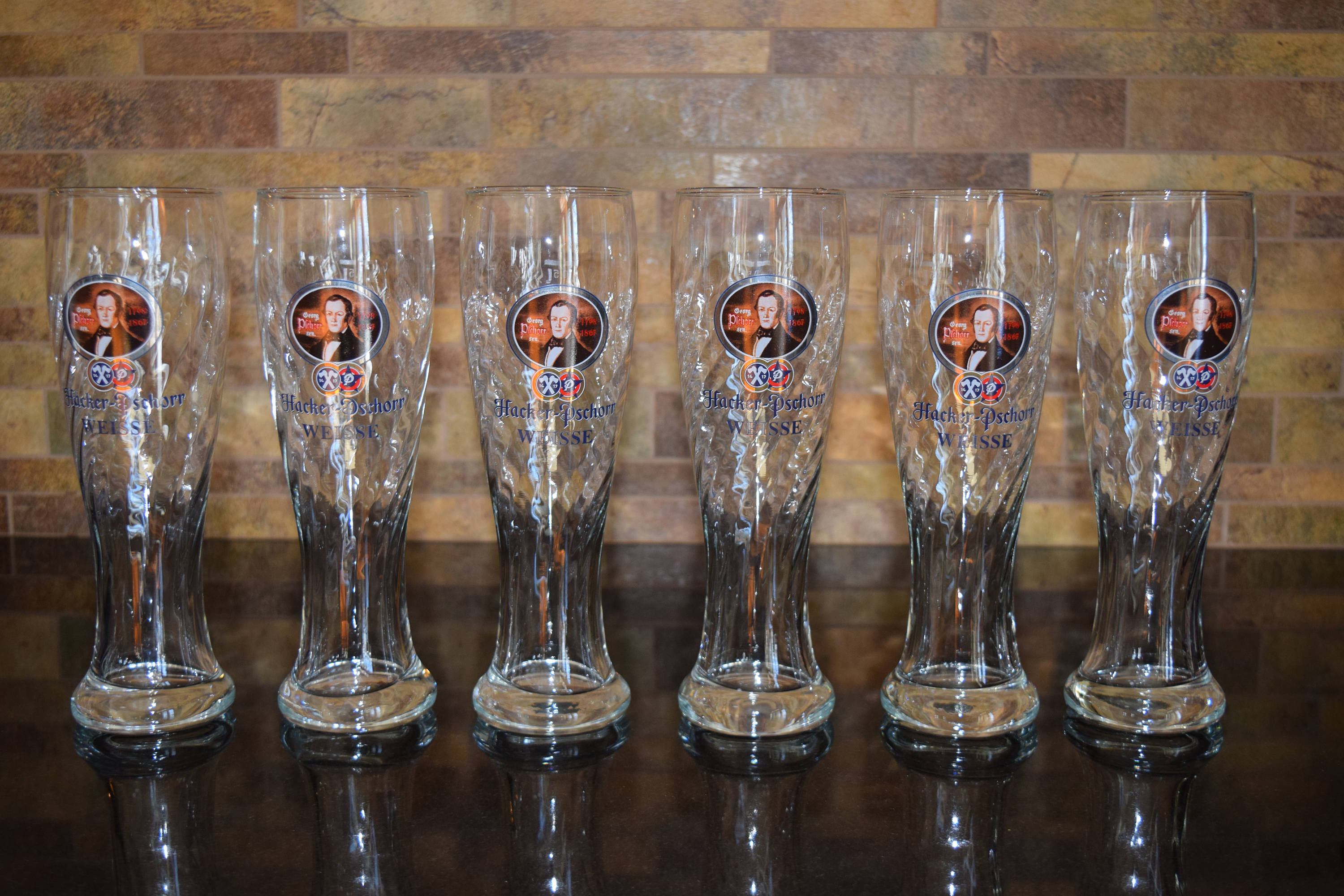 Vintage Pilsner Beer Glasses Set Of 6 Tall Optic Glass Beer Glasses Hacker Pschorr Weisse