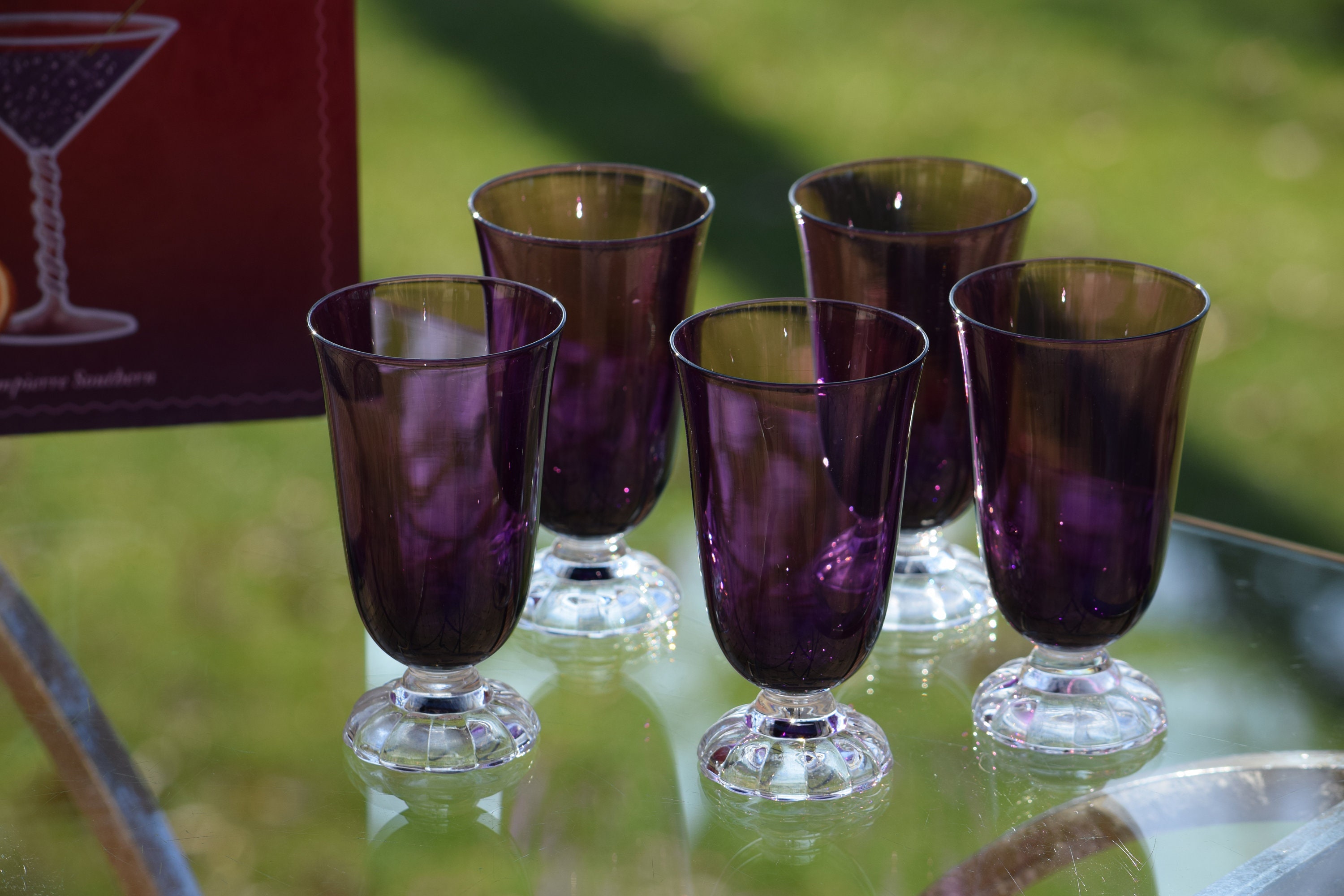 Vintage Amethyst - Purple Wine Cordials, Set of 5, Fostoria, Victorian ...