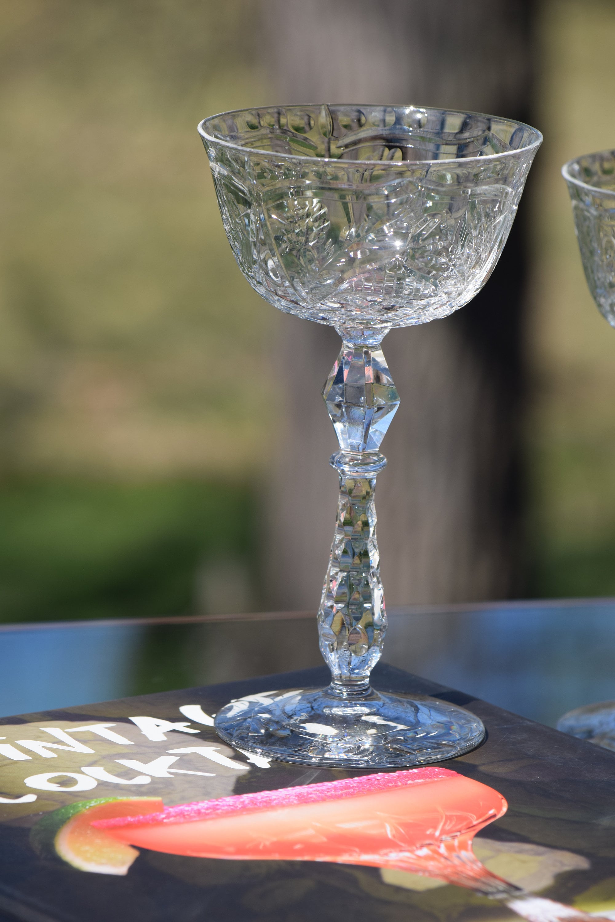 EXQUISITE Vintage Etched Crystal Tall Cocktail Glasses, Set of 6 ...