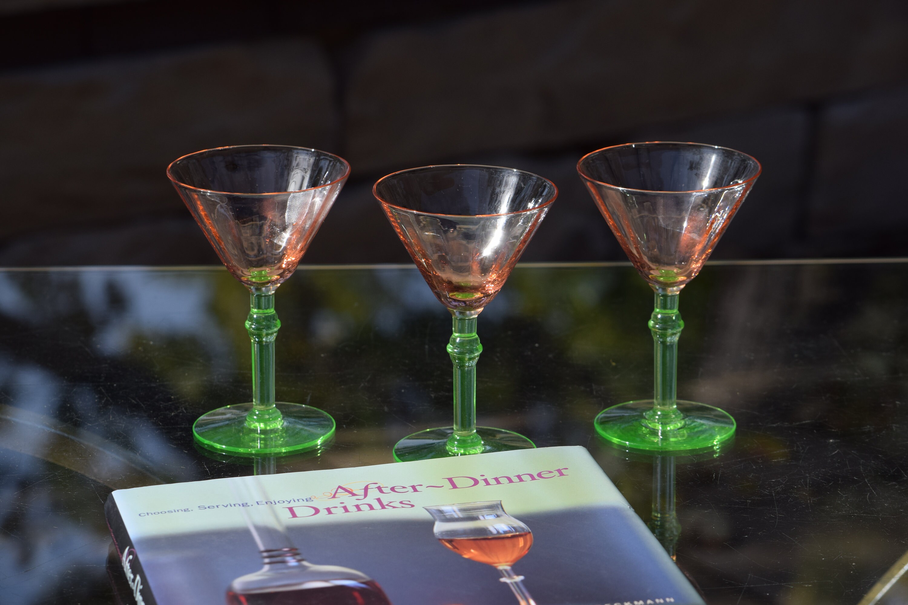 3 Vintage Optic Pink Green Watermelon Wine ~ Liqueur Cordials, Fry ...