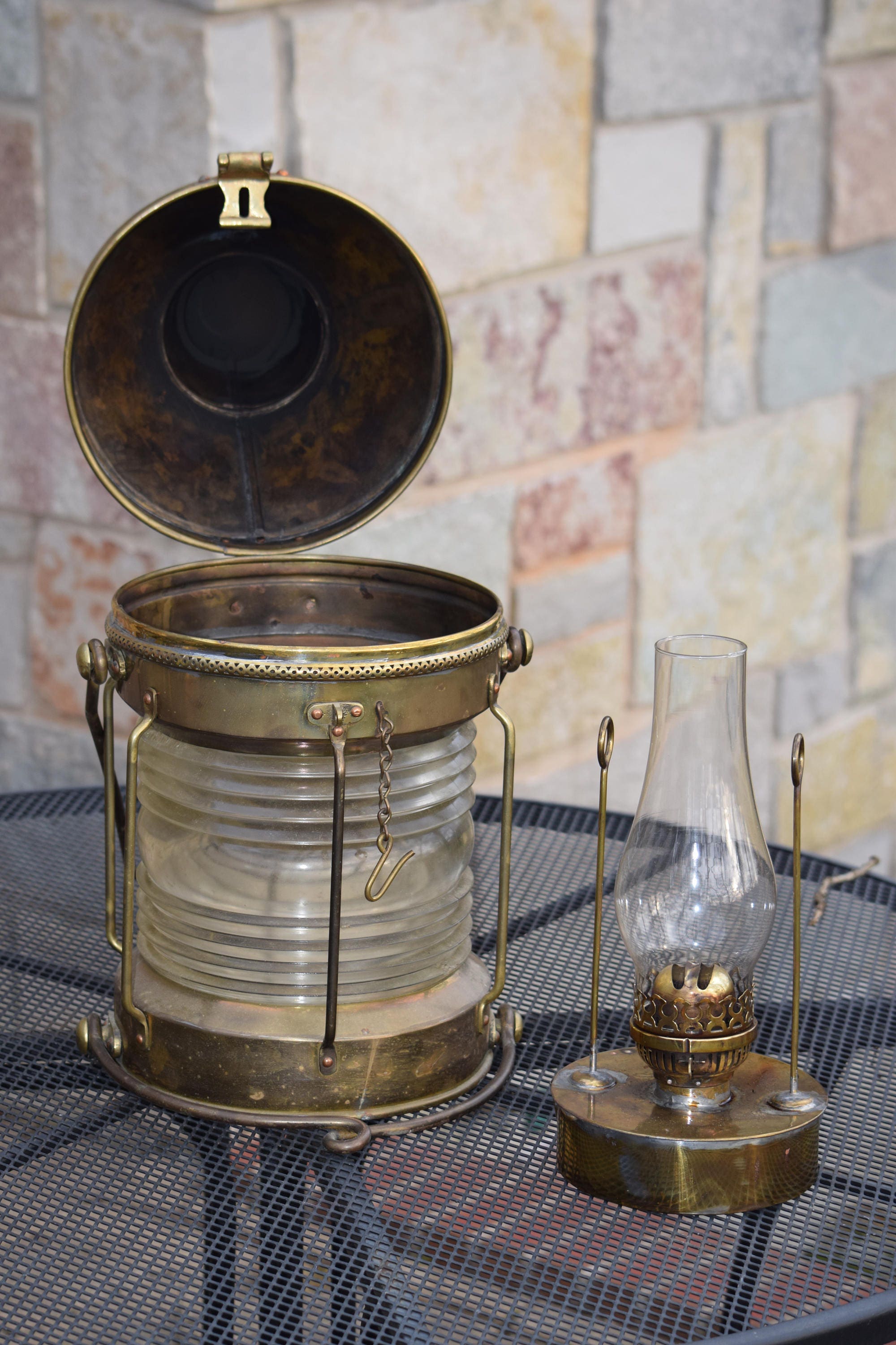 Antique Copper Ship Anchor Light or Lantern, Made by R.C. Murray & Co ...