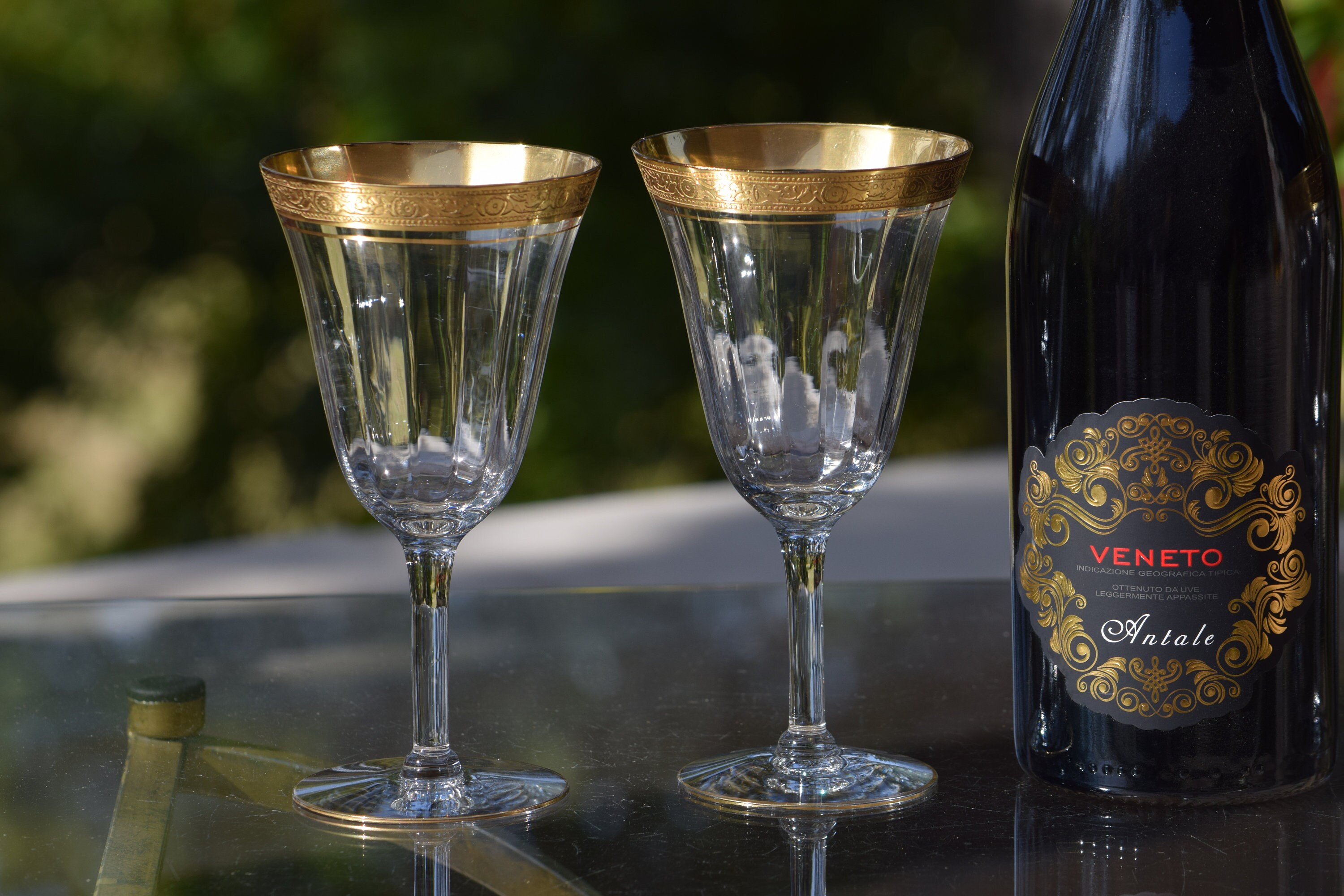 4 Vintage Gold Rimmed Encrusted Wine Glasses, Tiffin Franciscan, c ...