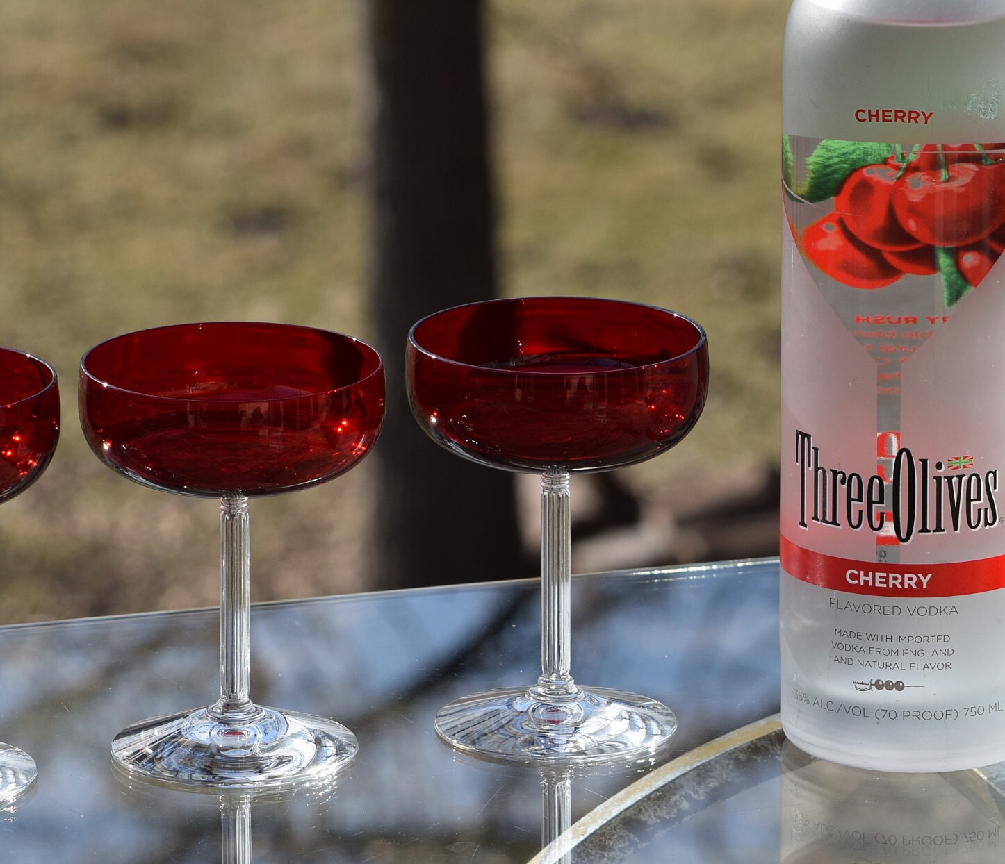 Vintage Ruby Red Champagne Coupes, Set of 4, Fostoria, circa 1940 ...