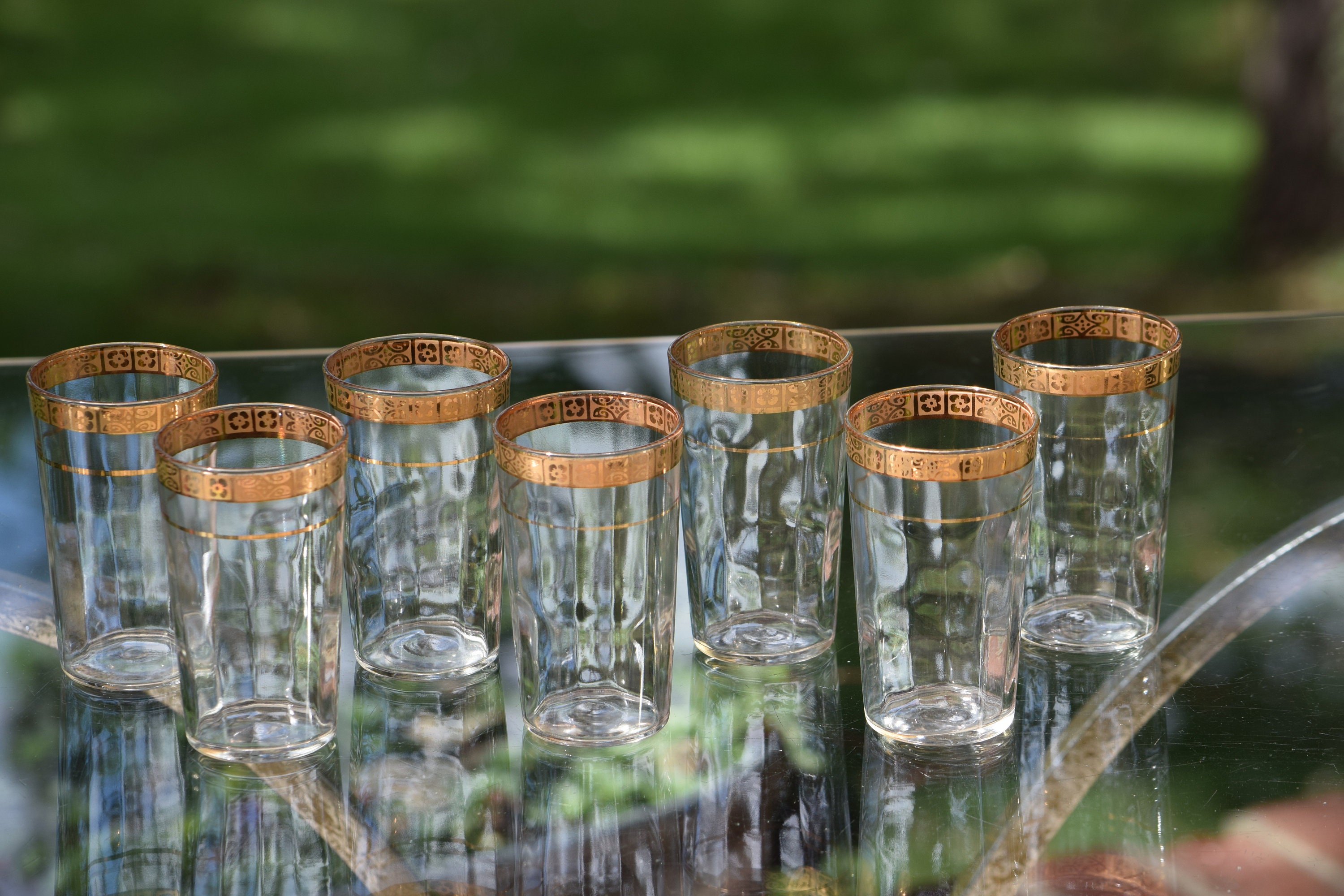Vintage Gold Rimmed Wine ~ Liquor Glasses, Set of 7, Vintage Gold Rim ...