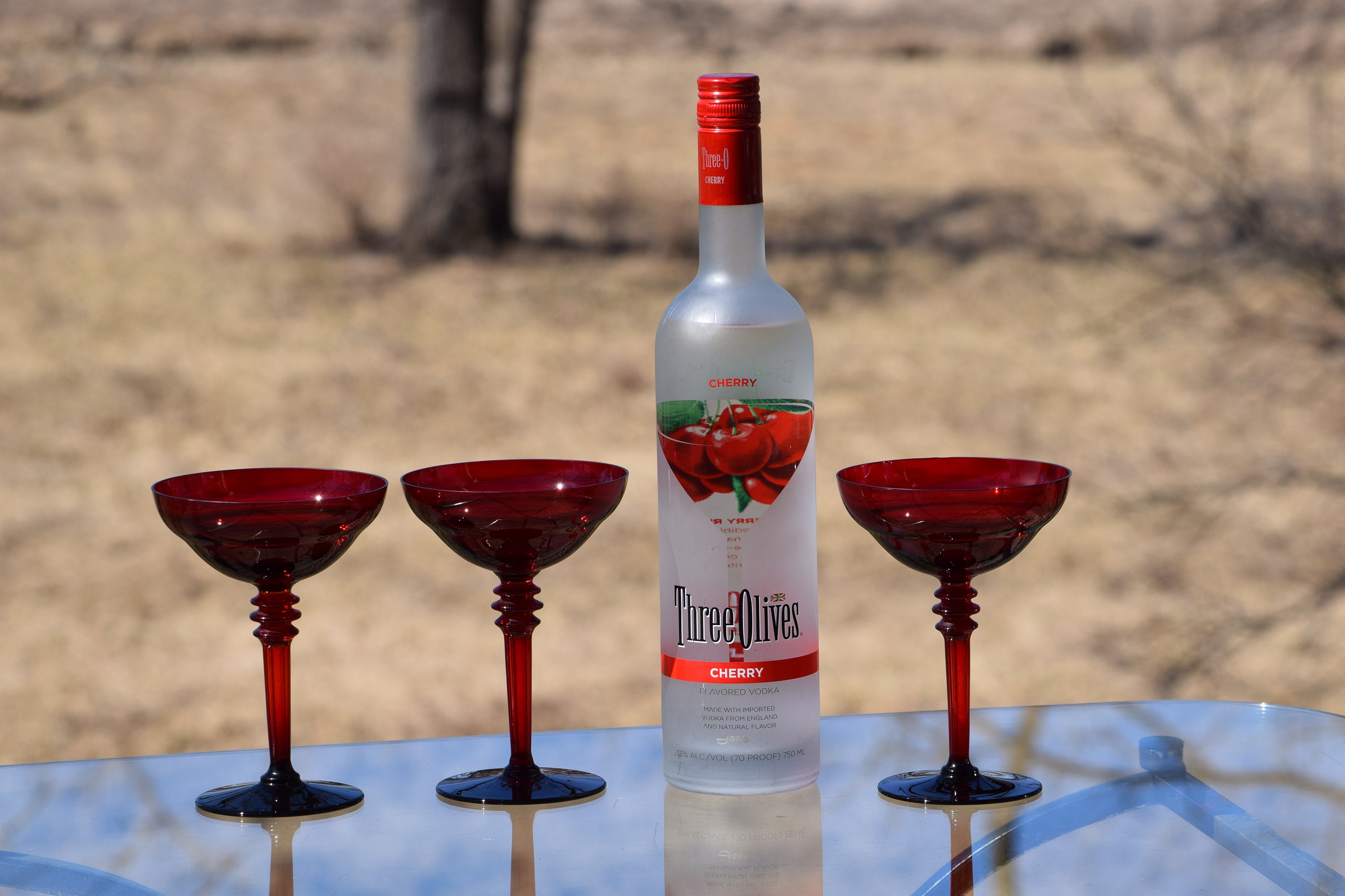 Vintage Ruby Red CRYSTAL Cocktail Glasses ~~ Champagne Coupes, Set of 3 ...