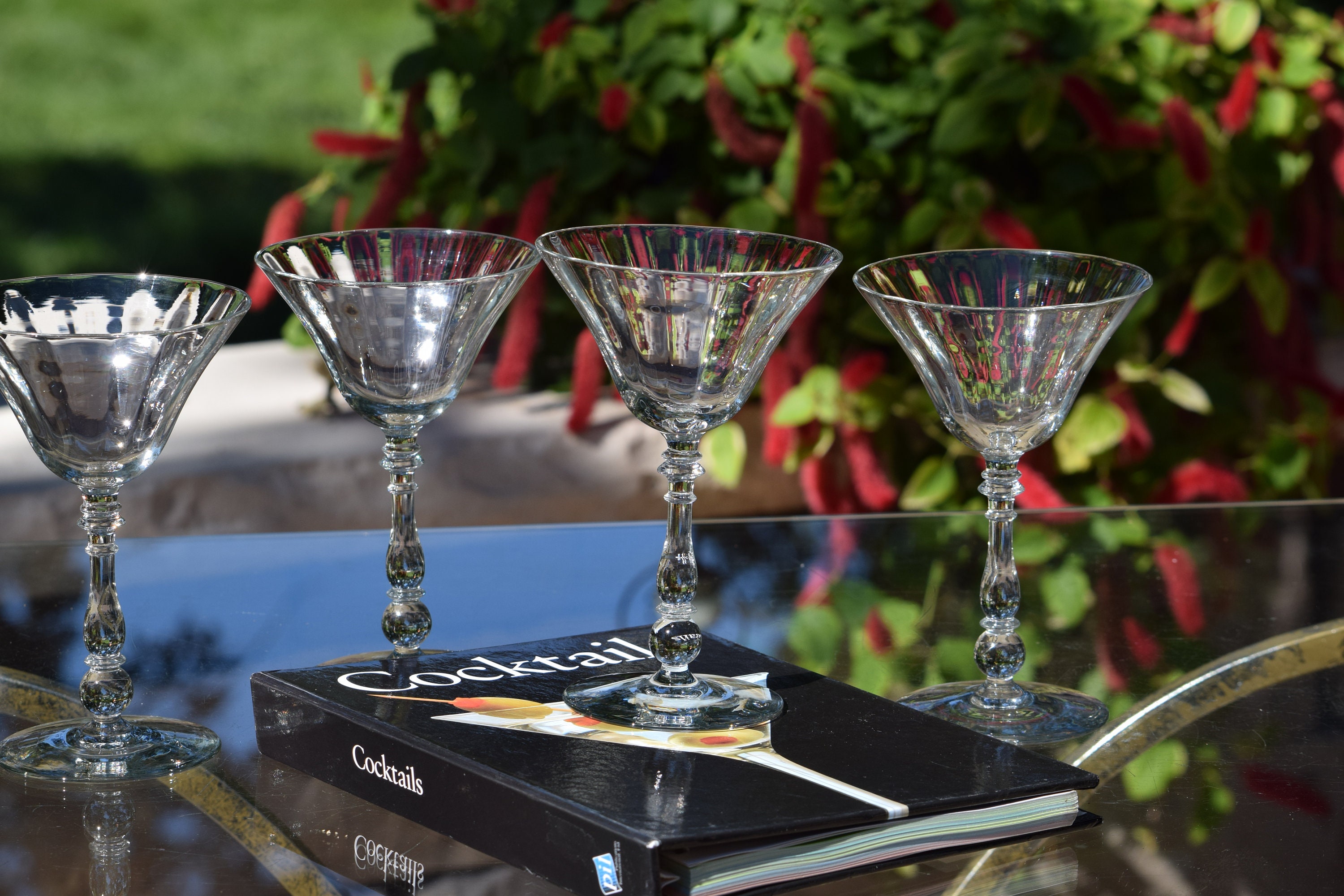 4 Vintage Etched Cocktail - Martini Glasses, Bryce, circa 1940's ...