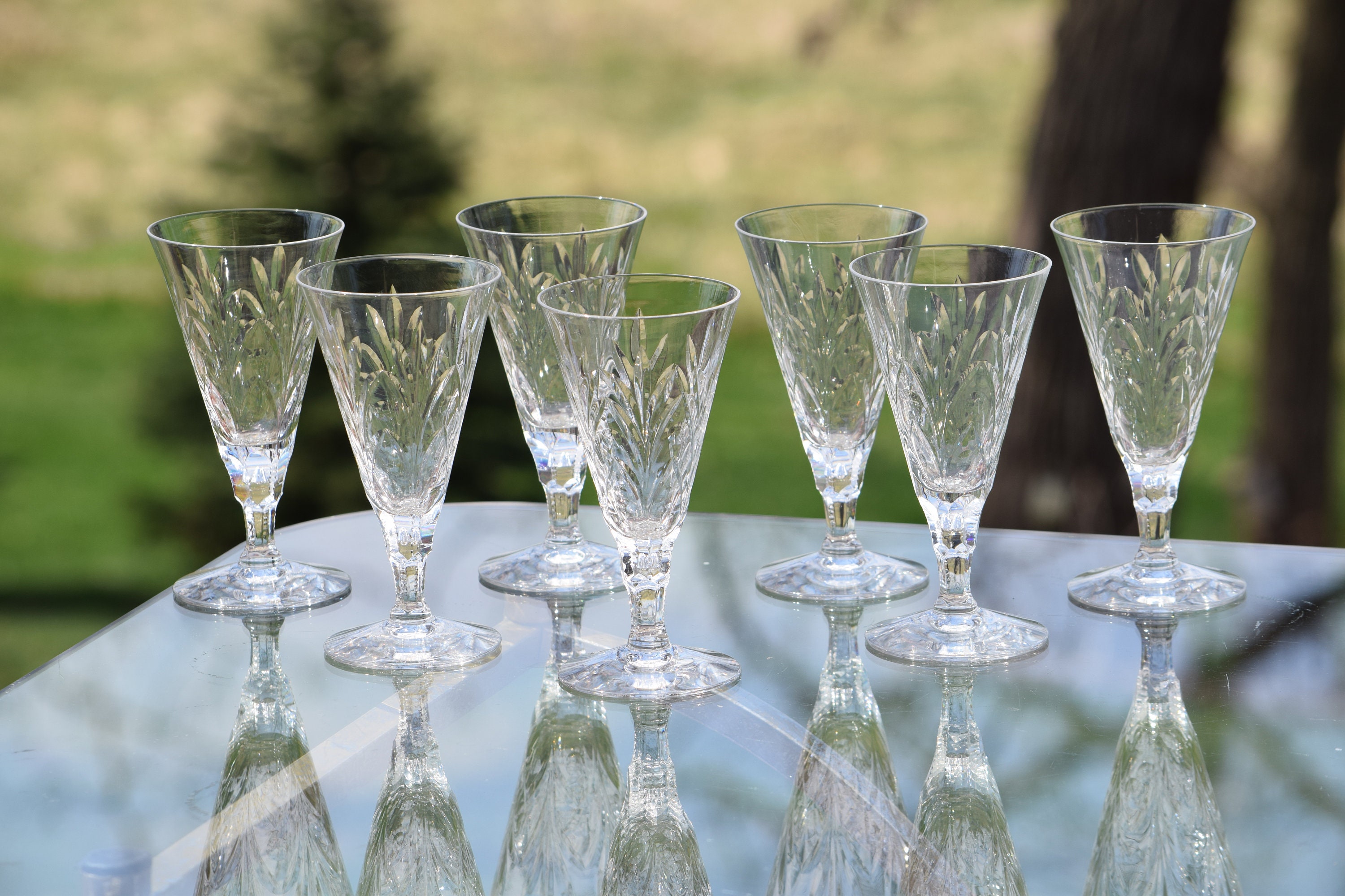 Vintage Crystal Wine Glasses Set Of 7 Seneca Elegance 1940s Vintage Crystal 4 Oz After