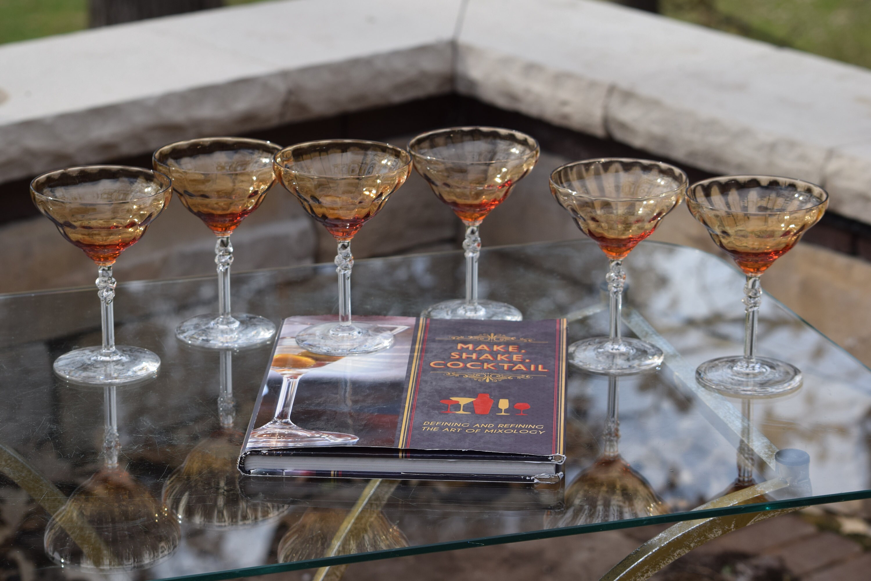6 Vintage Amber Cocktail ~ Martini Glasses, Bryce, 1940's, Unique Amber ...