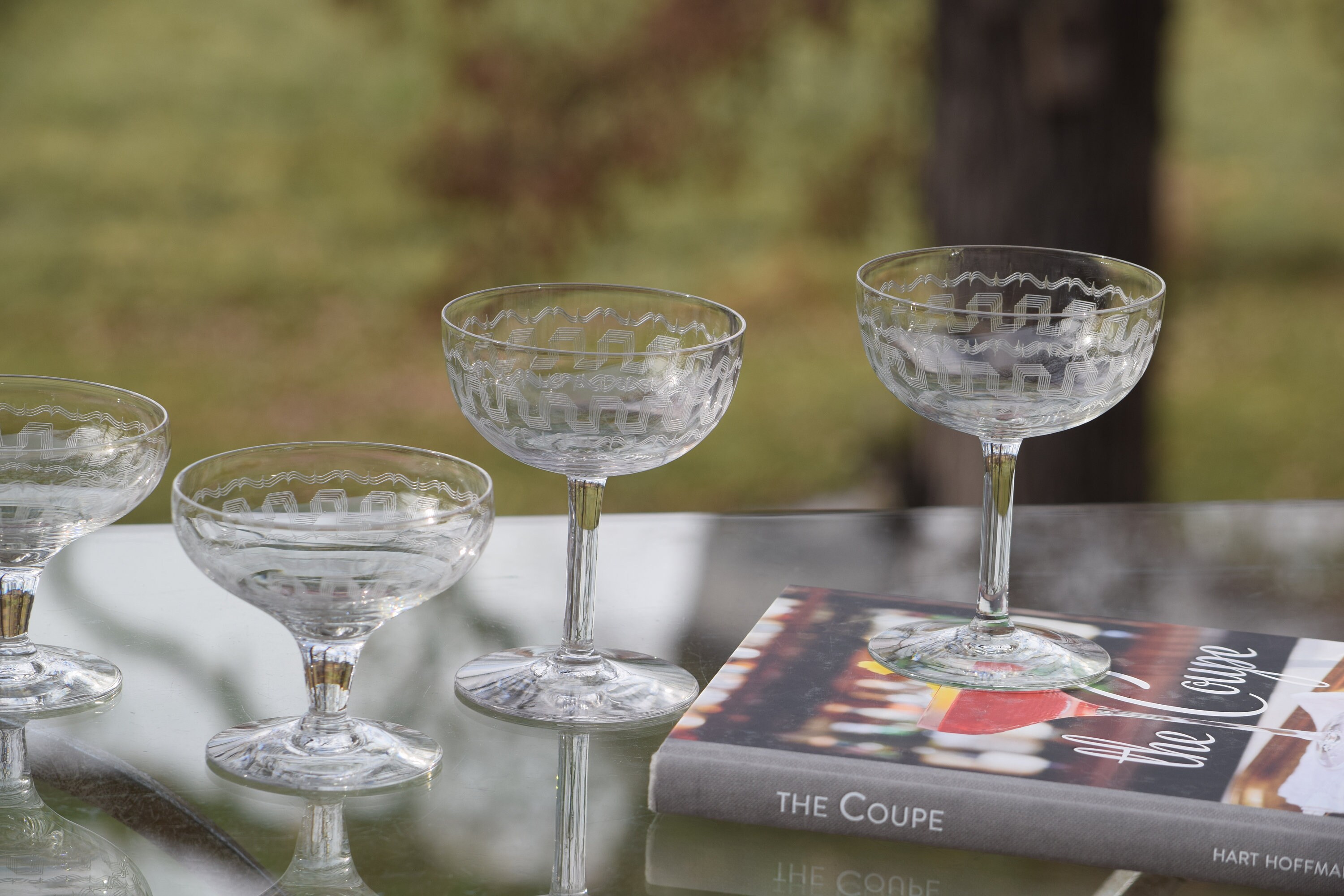 Vintage Needle Etched CRYSTAL Cocktail Glasses, Set of 6, Fostoria ...