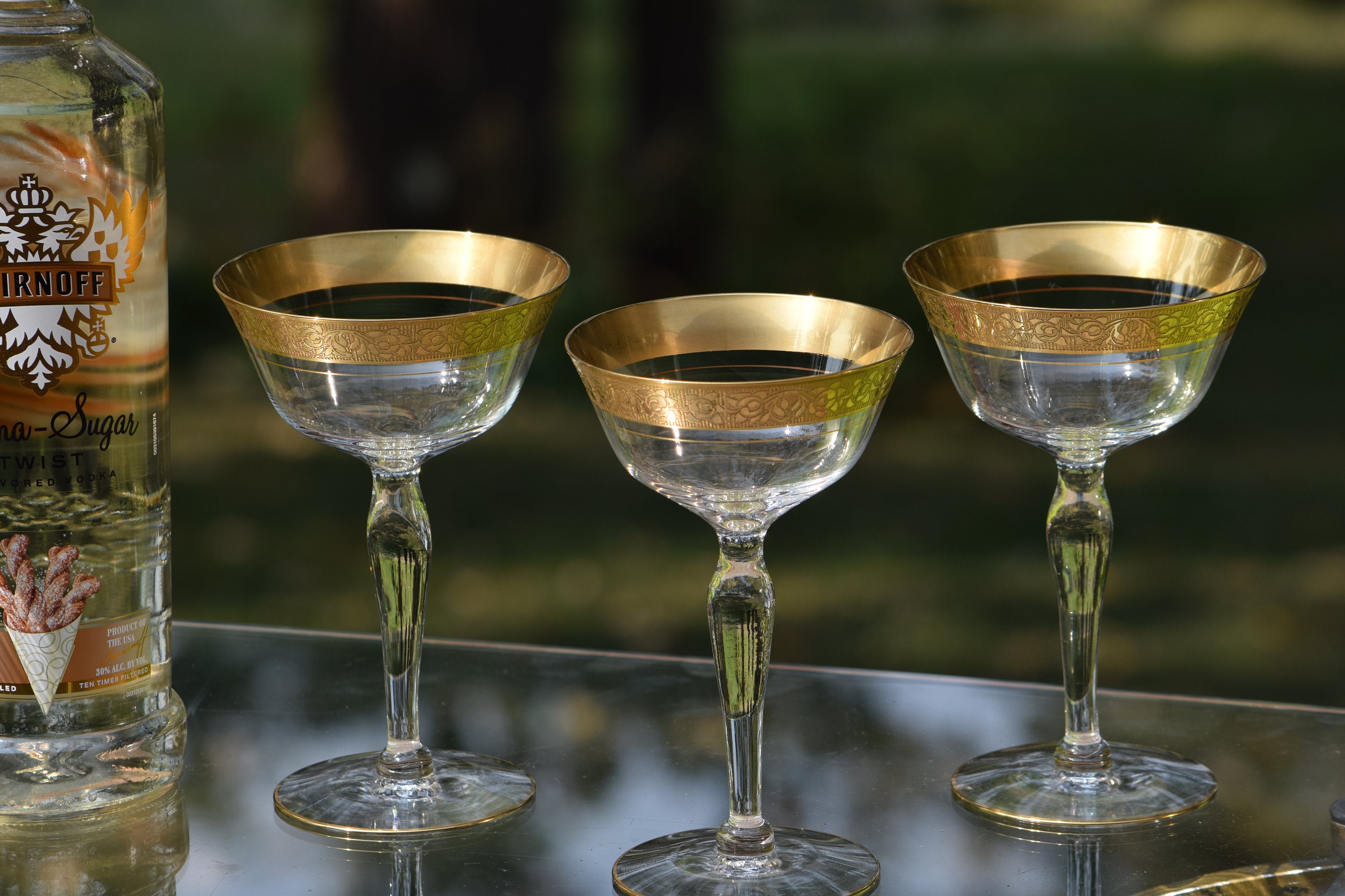 Vintage Gold Encrusted Cocktail - Martini Glasses, Set of 4 ... Vintage Gold Encrusted Cocktail - Martini Glasses, Set of 4 ...