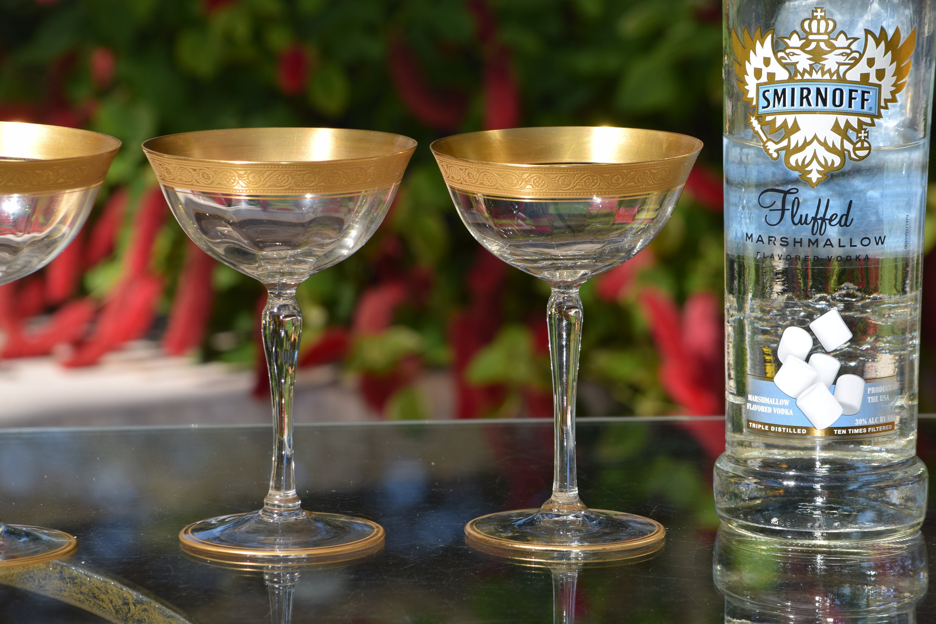 5 Vintage Gold Encrusted Cocktail - Martini Glasses, Tiffin Franciscan ...
