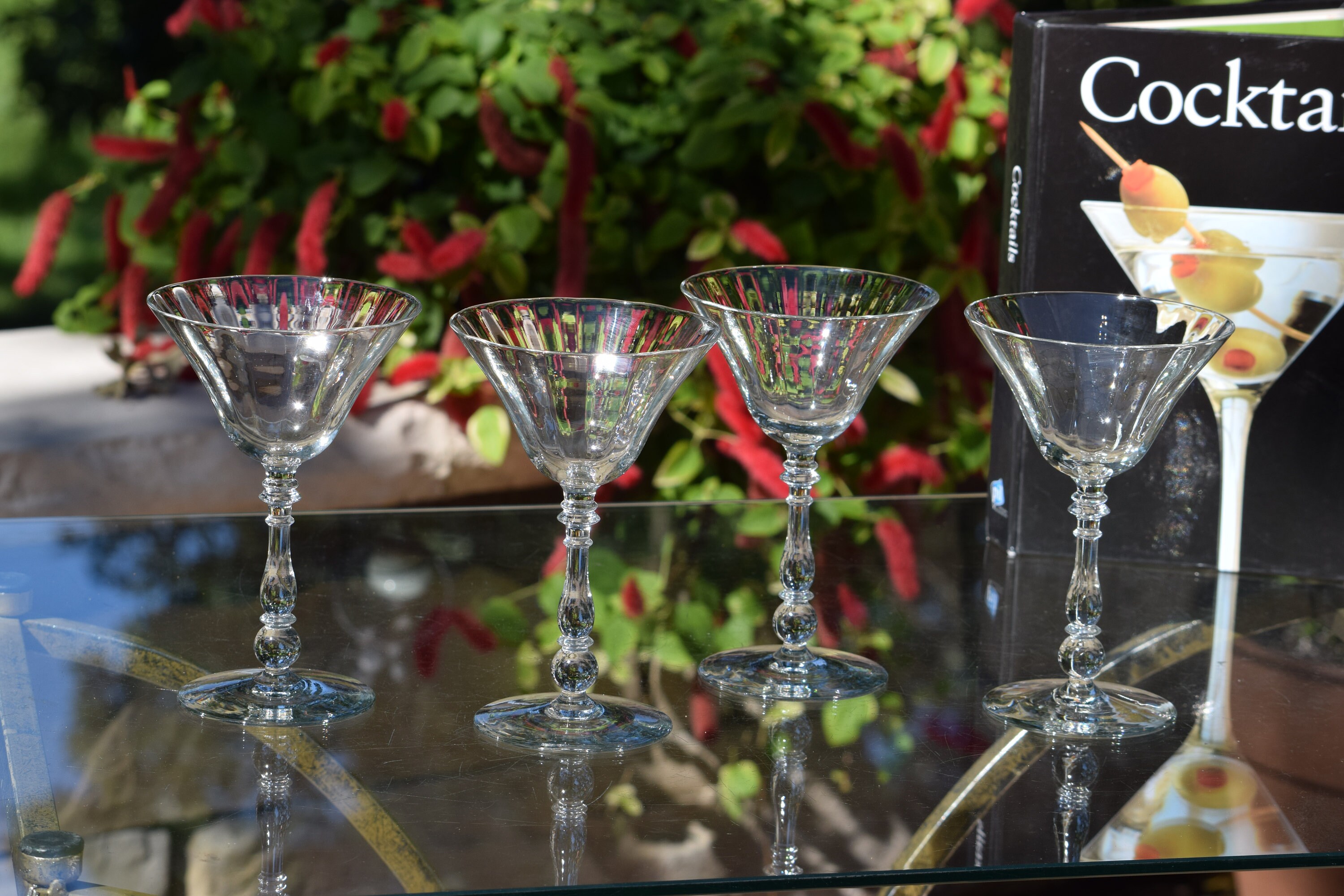 4 Vintage Etched Cocktail - Martini Glasses, Bryce, circa 1940's ...