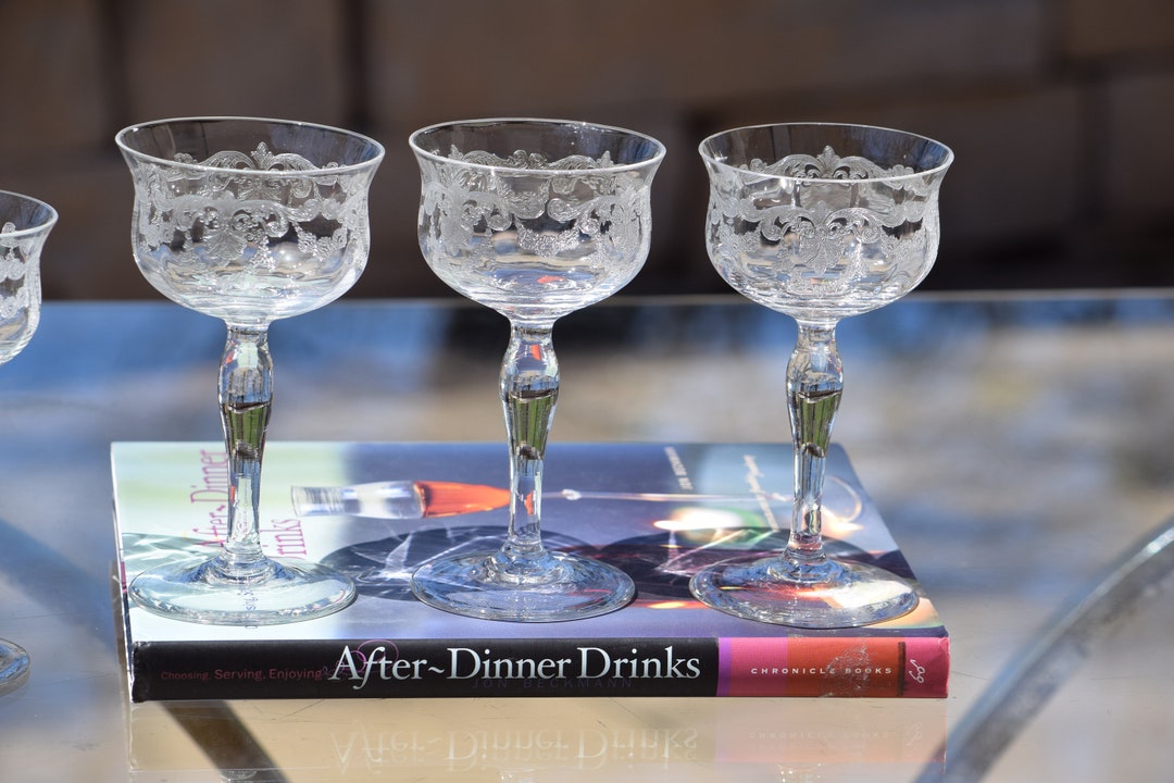 Vintage Fry Etched Cordial Glasses: 1930s Liqueur Wine Set - Etsy