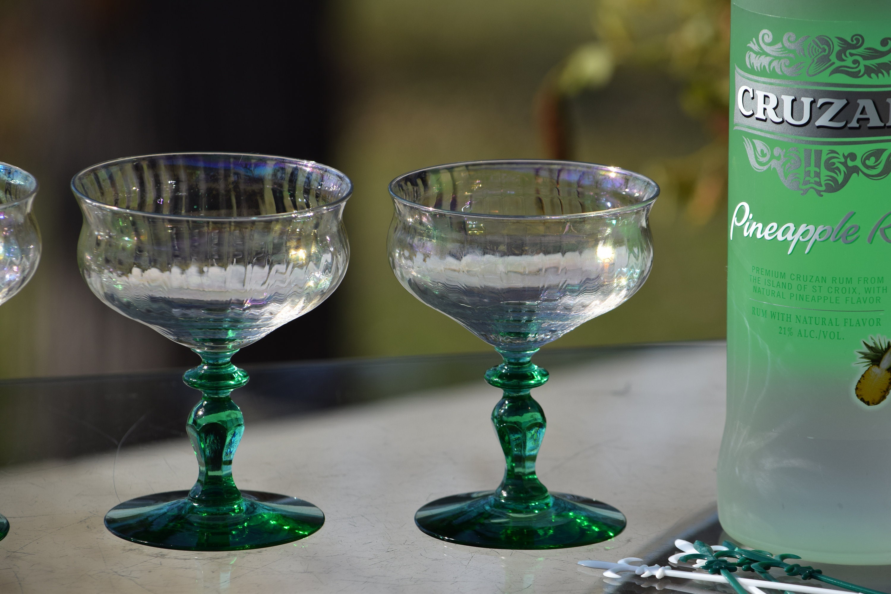 4 Vintage Green Uranium Cocktail ~ Martini Glasses, Bryce, Iridescent ... 4 Vintage Green Uranium Cocktail ~ Martini Glasses, Bryce, Iridescent ...