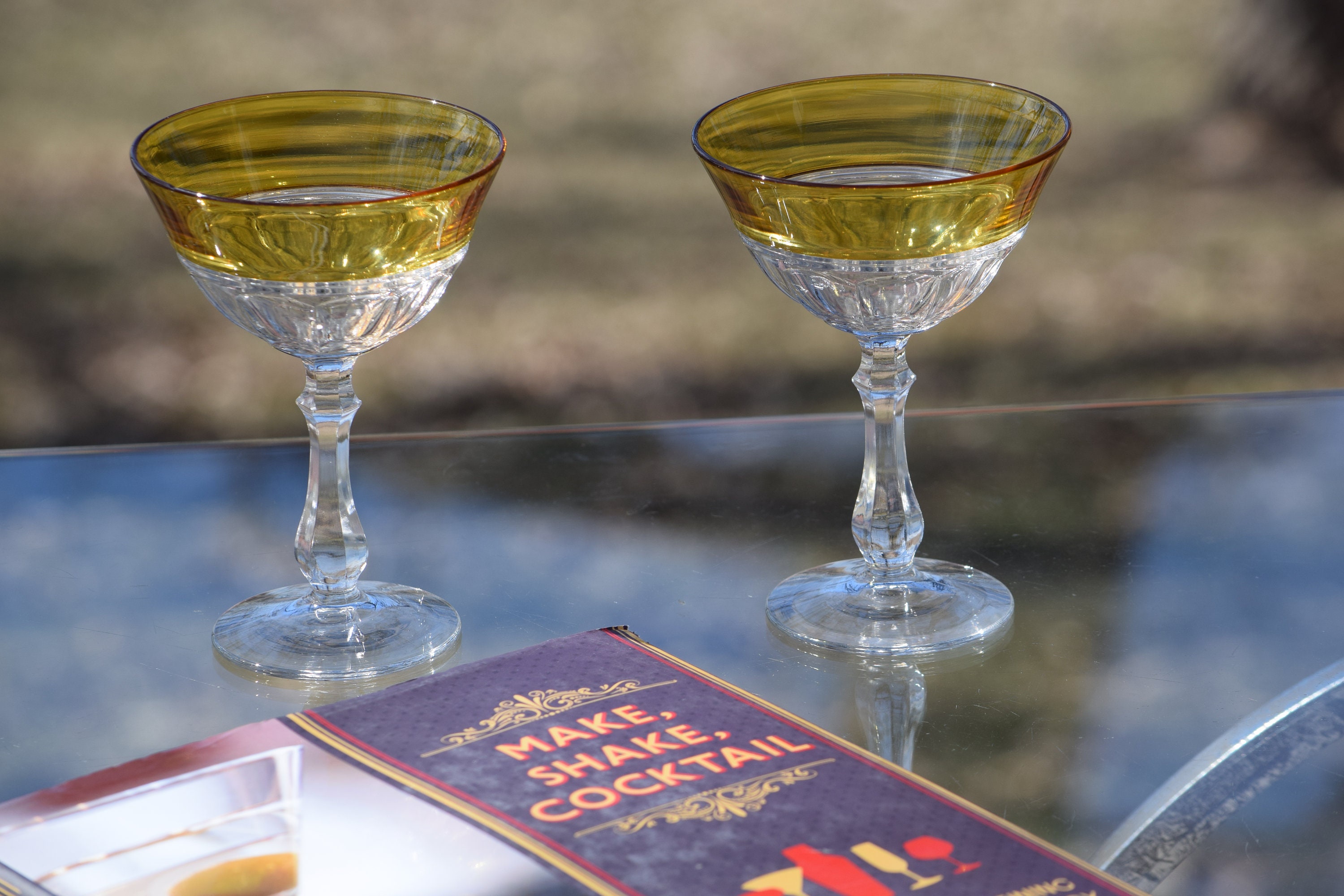 SOLD - RESERVED - Steven ~ Vintage Yellow Cocktail ~ Martini Glasses ...