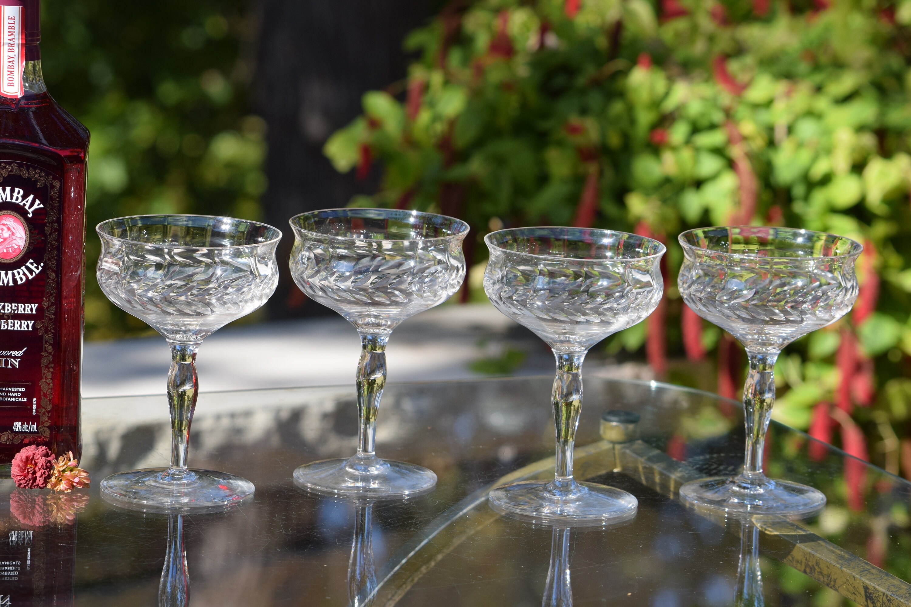 5 Vintage Etched Cocktail Glasses, Bryce ~ 1950's, Vintage Etched ...