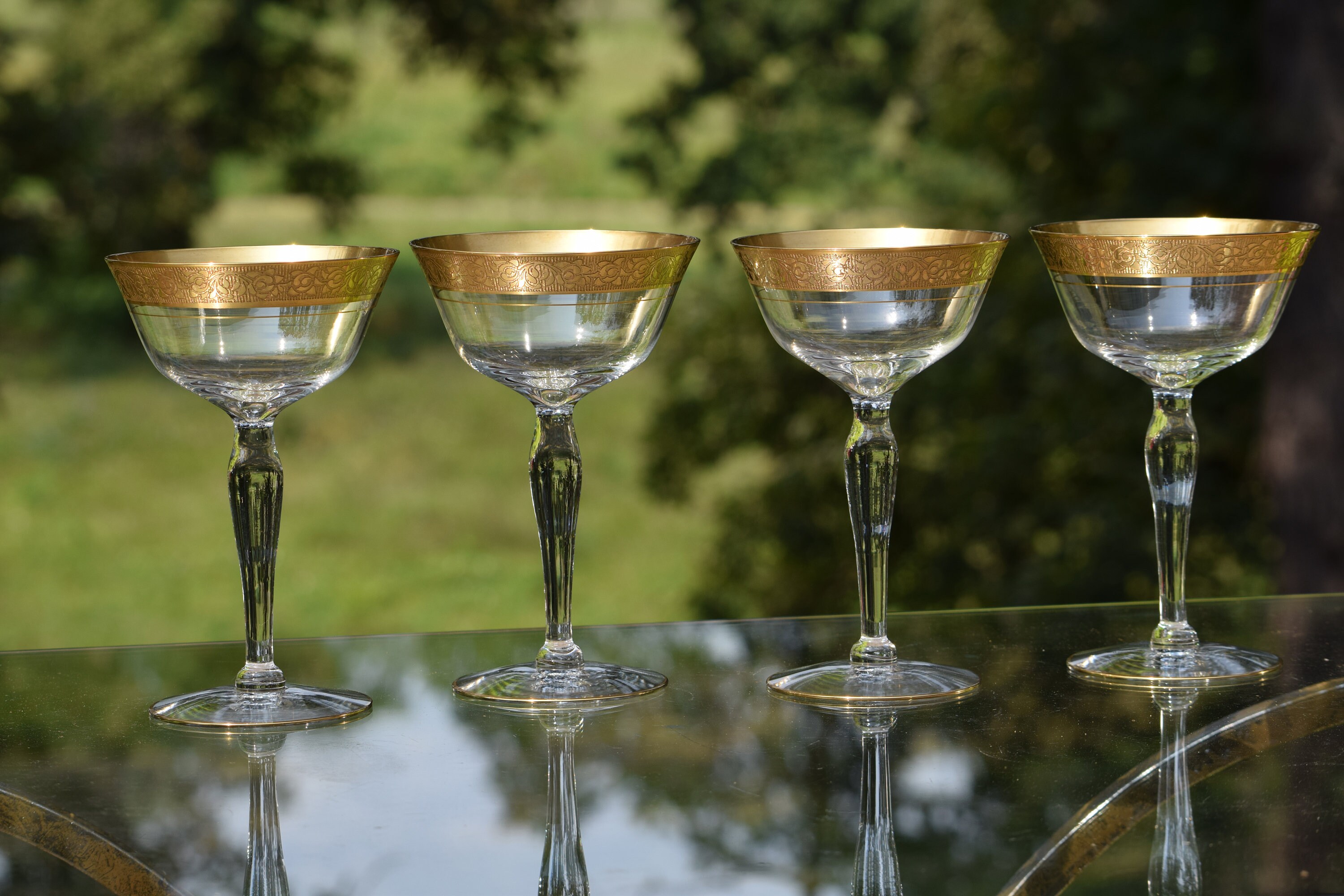 Vintage Gold Encrusted Cocktail - Martini Glasses, Set of 4 ... Vintage Gold Encrusted Cocktail - Martini Glasses, Set of 4 ...