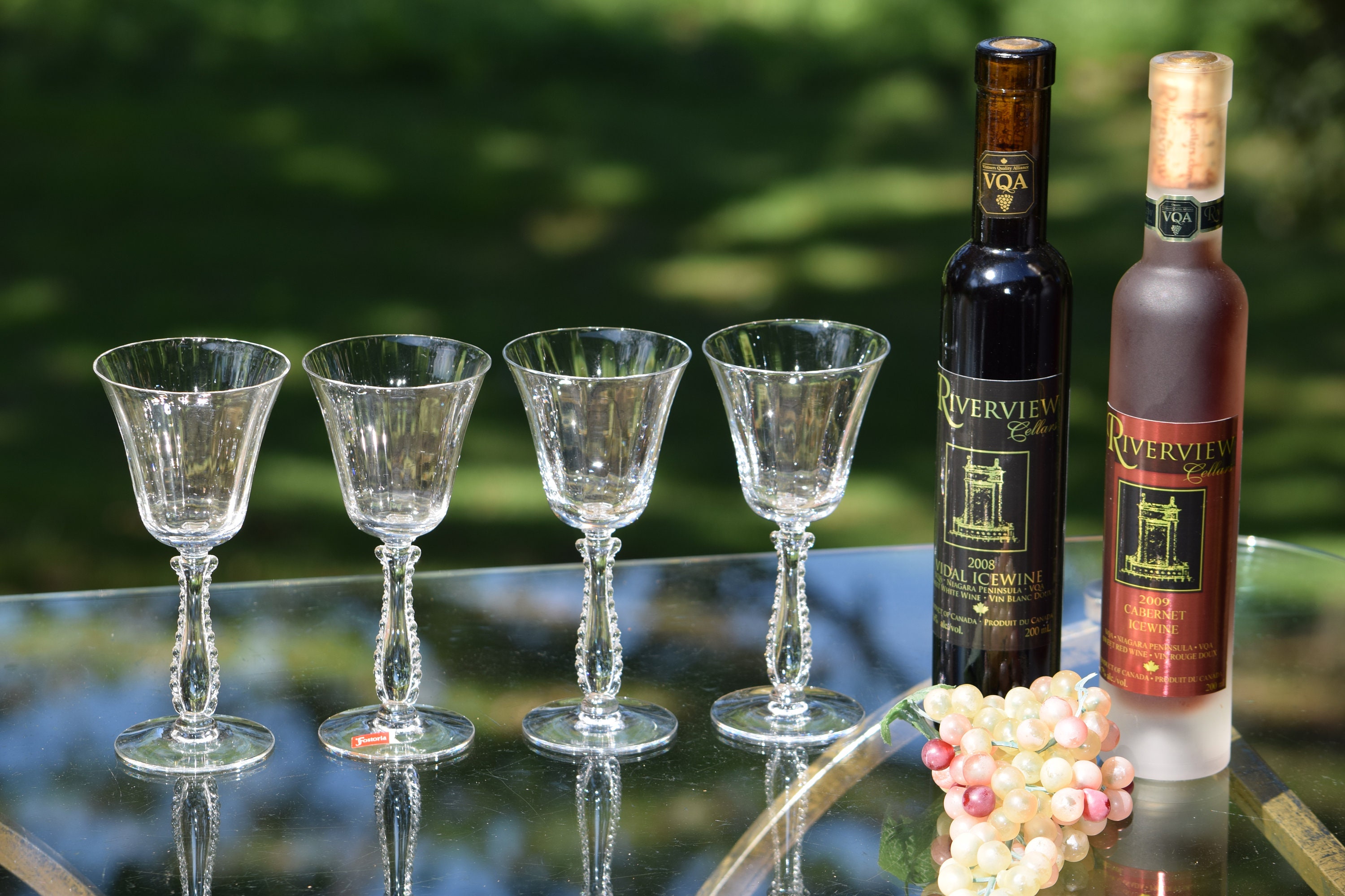 Vintage CRYSTAL Claret Wine glasses, Set of 4, Fostoria - Silver Flutes ...