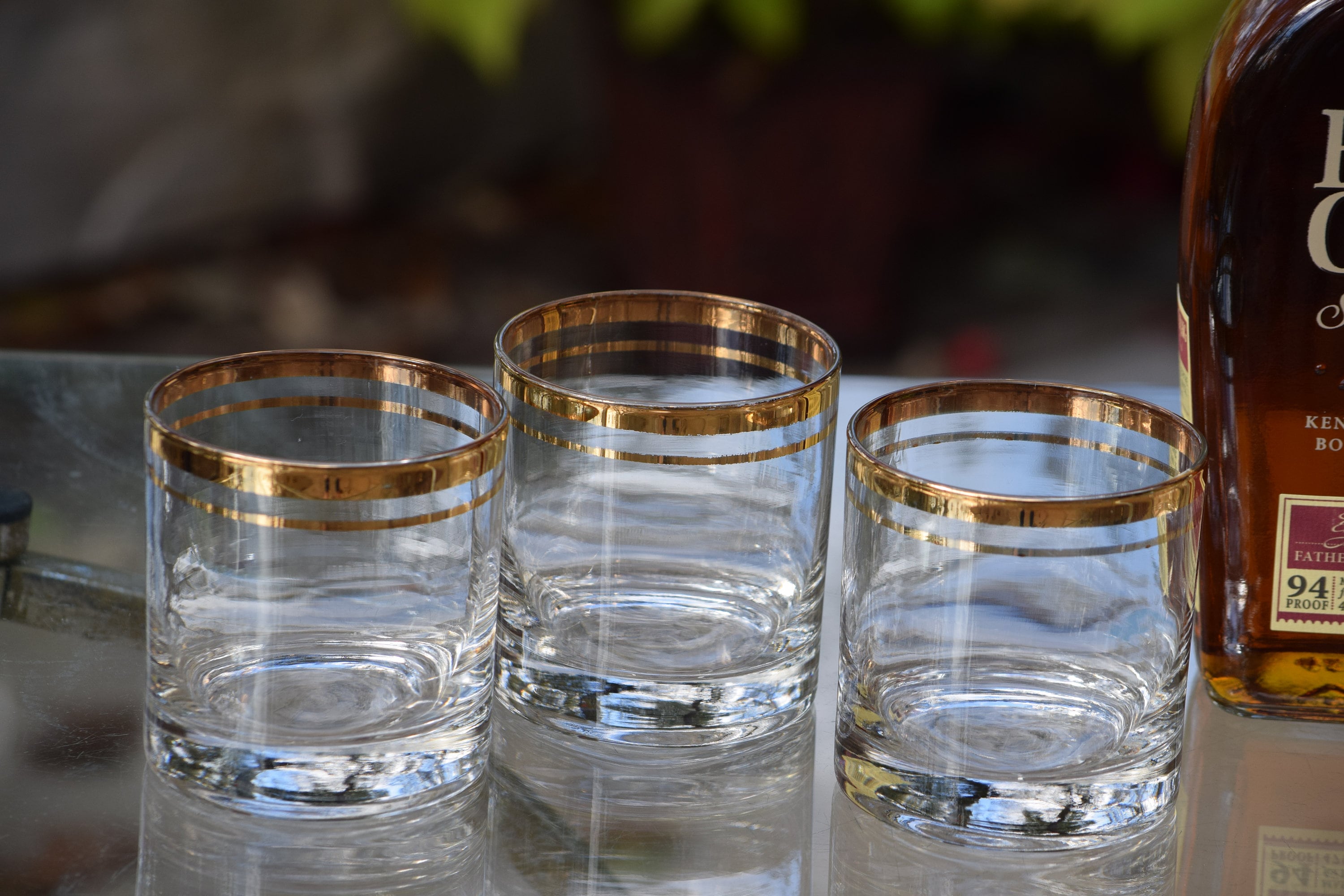 4 Vintage Gold Rimmed Cocktail - Rocks Glasses, Whiskey ~ Bourbon ...