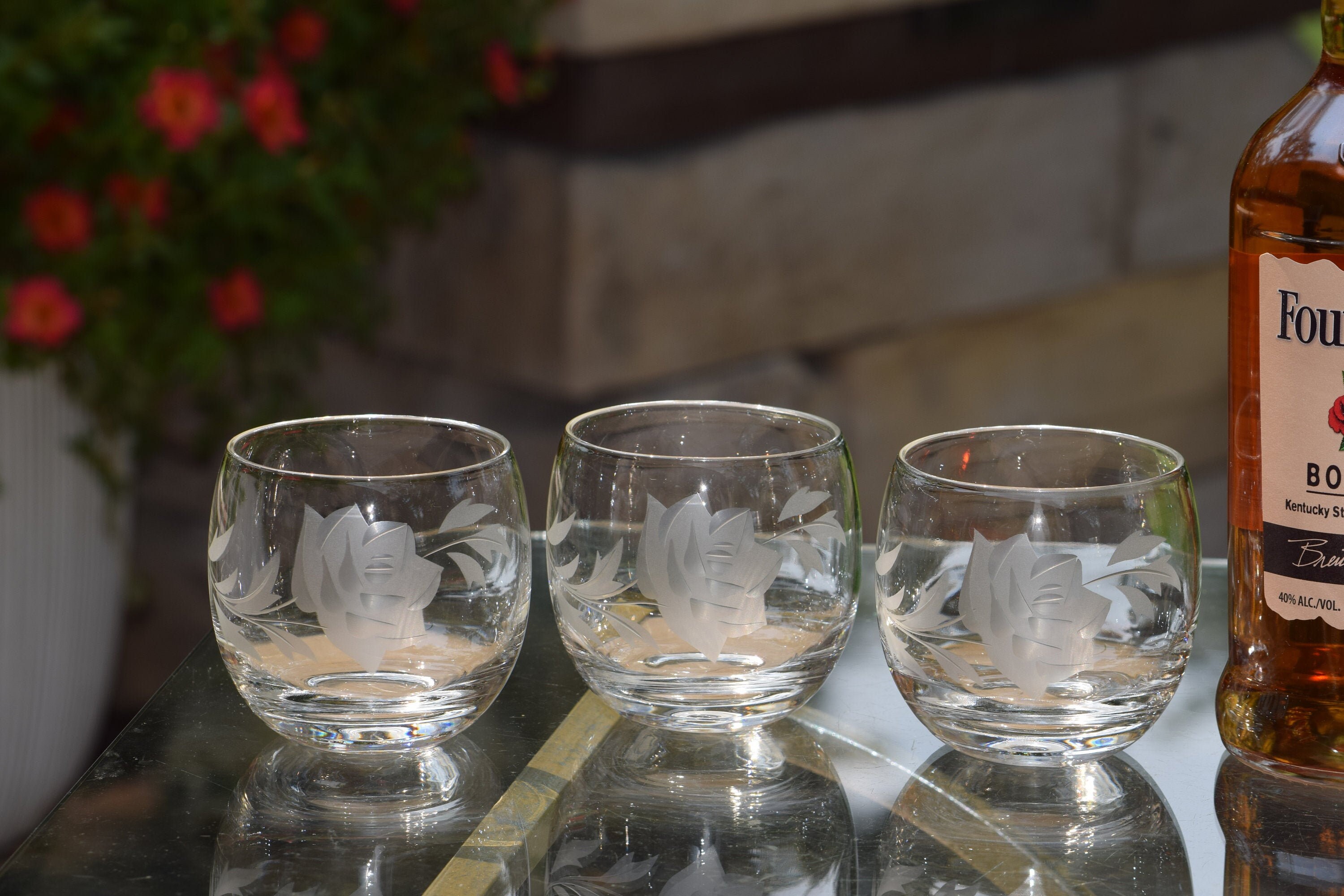6 Vintage Etched Roly Poly Glasses, Vintage Whiskey, Bourbon, Scotch ...