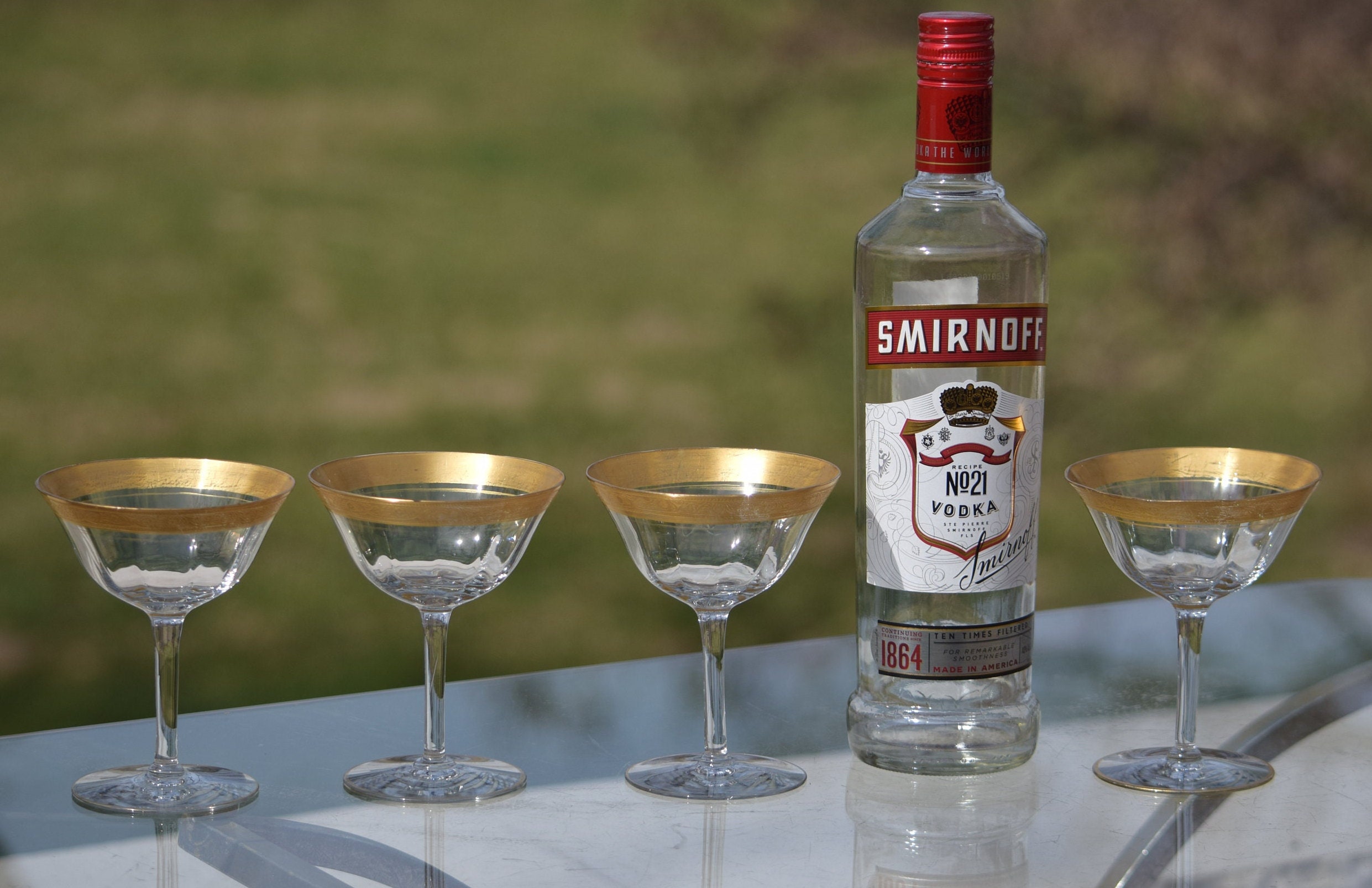4 Vintage Gold Encrusted Cocktail - Martini Glasses,Tiffin Franciscan ...