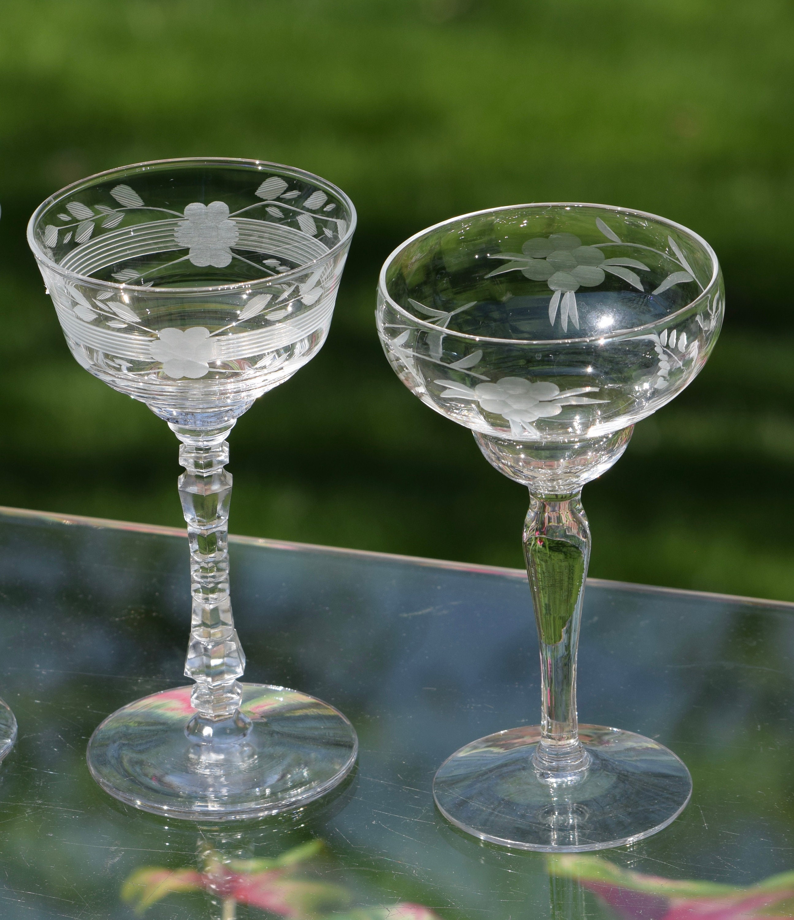 Vintage Etched Wine ~ Liquor Glasses, Set of 4, Mis-Matched 3 oz Liquor ... Vintage Etched Wine ~ Liquor Glasses, Set of 4, Mis-Matched 3 oz Liquor ...