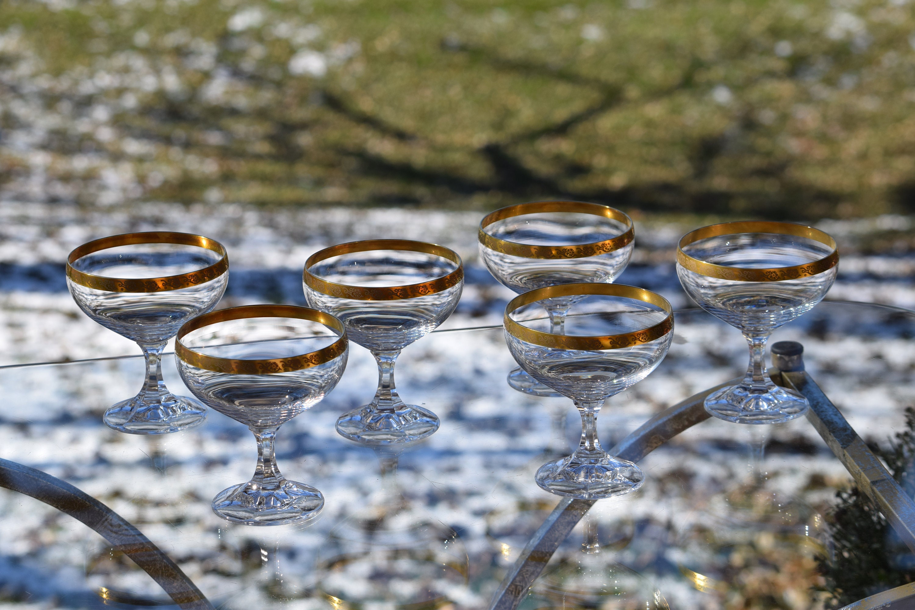 Vintage GOLD Rimmed Cocktail Glasses, Set of 6, Cocktail Party Glasses ...