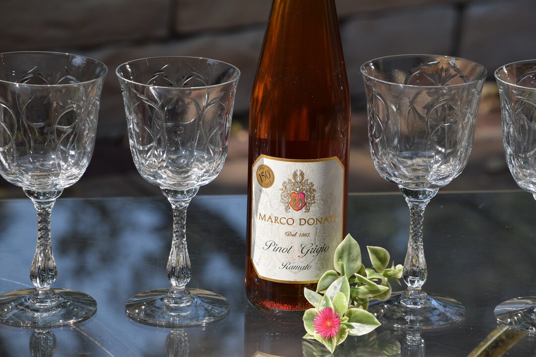Vintage Duncan Miller Crystal Wine Glasses: Chantilly Etched Goblets ...