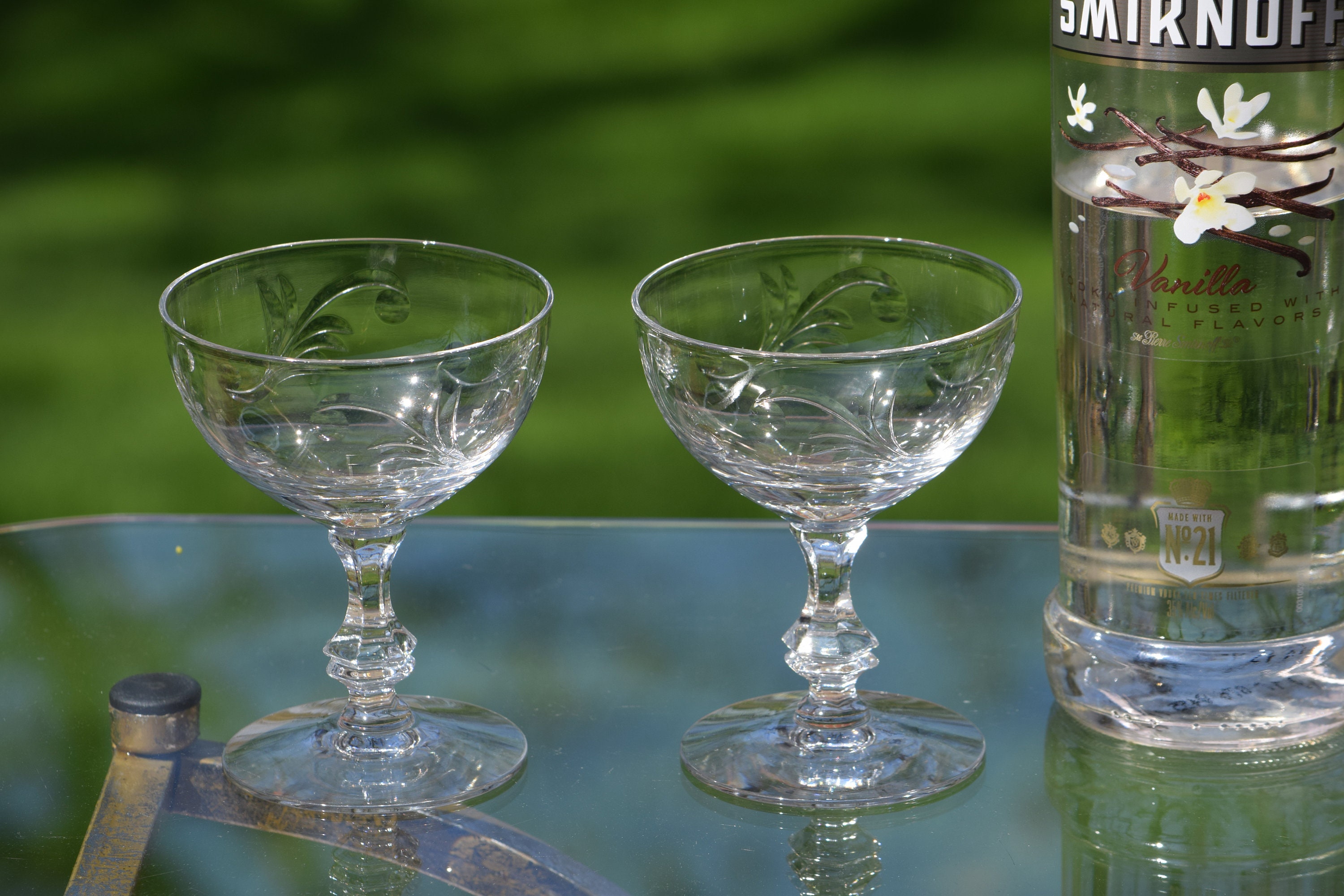 Vintage CRYSTAL Etched Cocktail Martini Glasses Set Of 4 Vintage vintage-crystal-etched-cocktail-martini-glasses-set-of-4-vintage