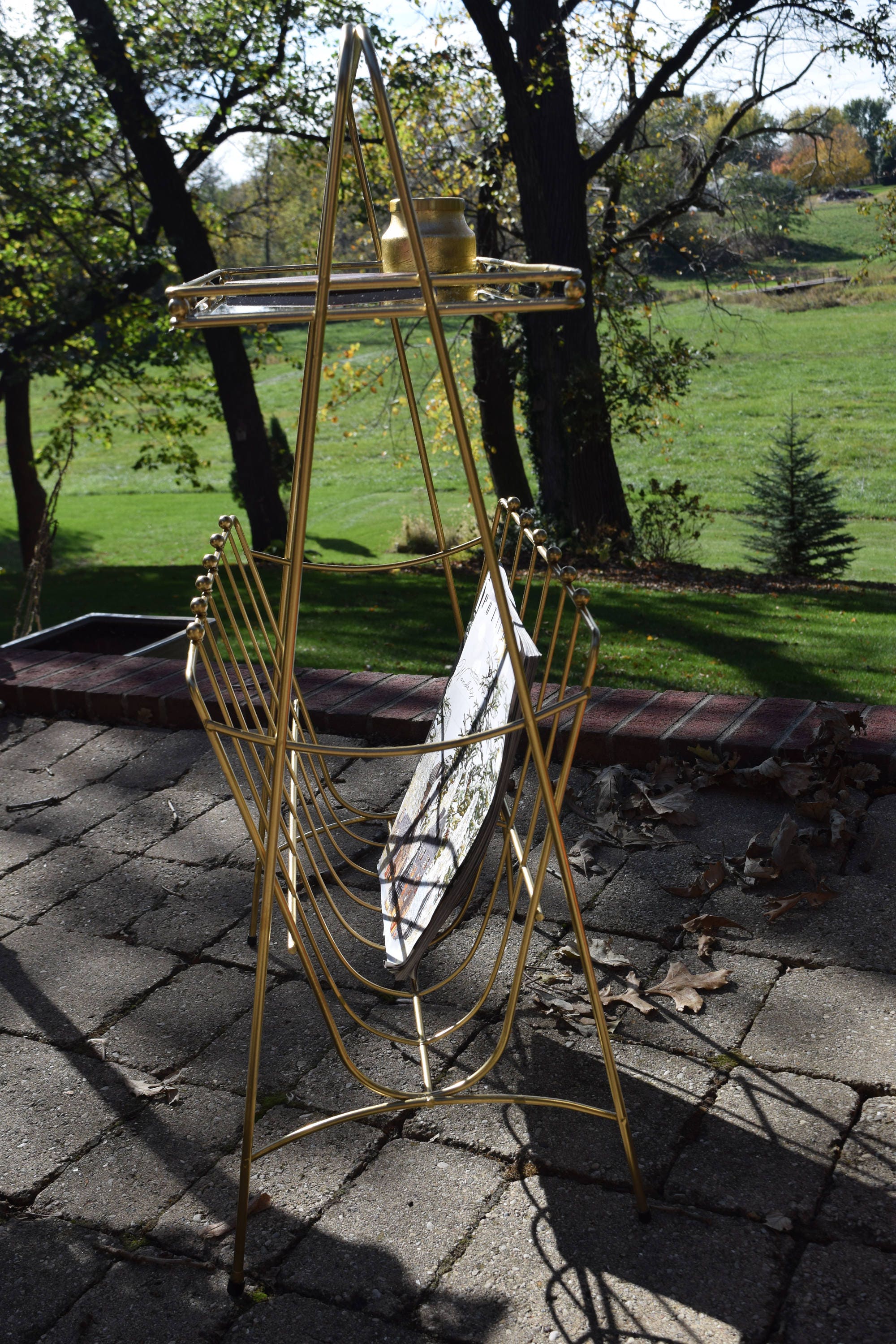 Vintage Metal Record Stand - Vintage Metal Magazine Rack - Unique Metal ...