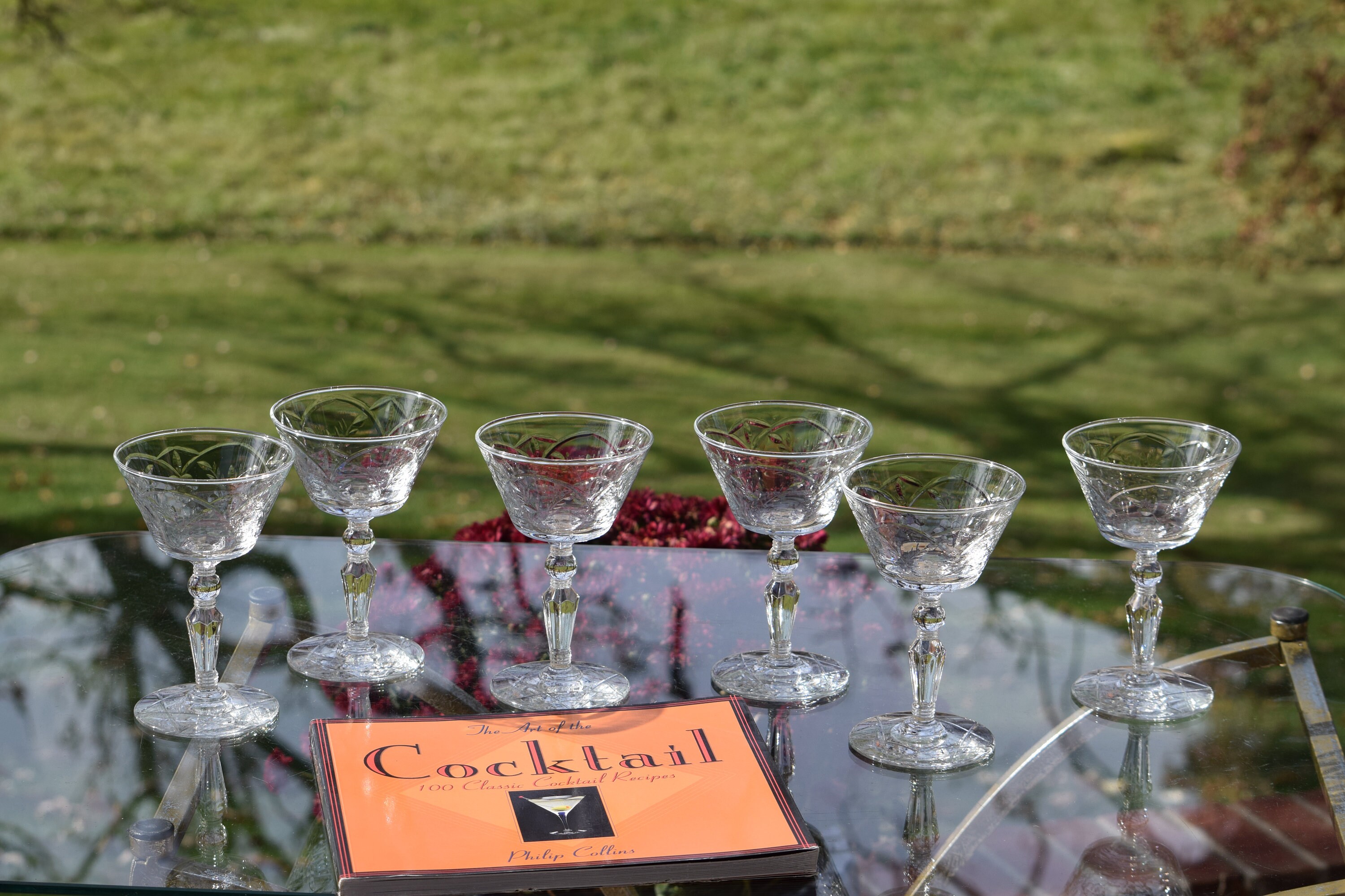 Vintage Etched Cocktail Glasses Set of 6, Cocktail Party Glasses ...