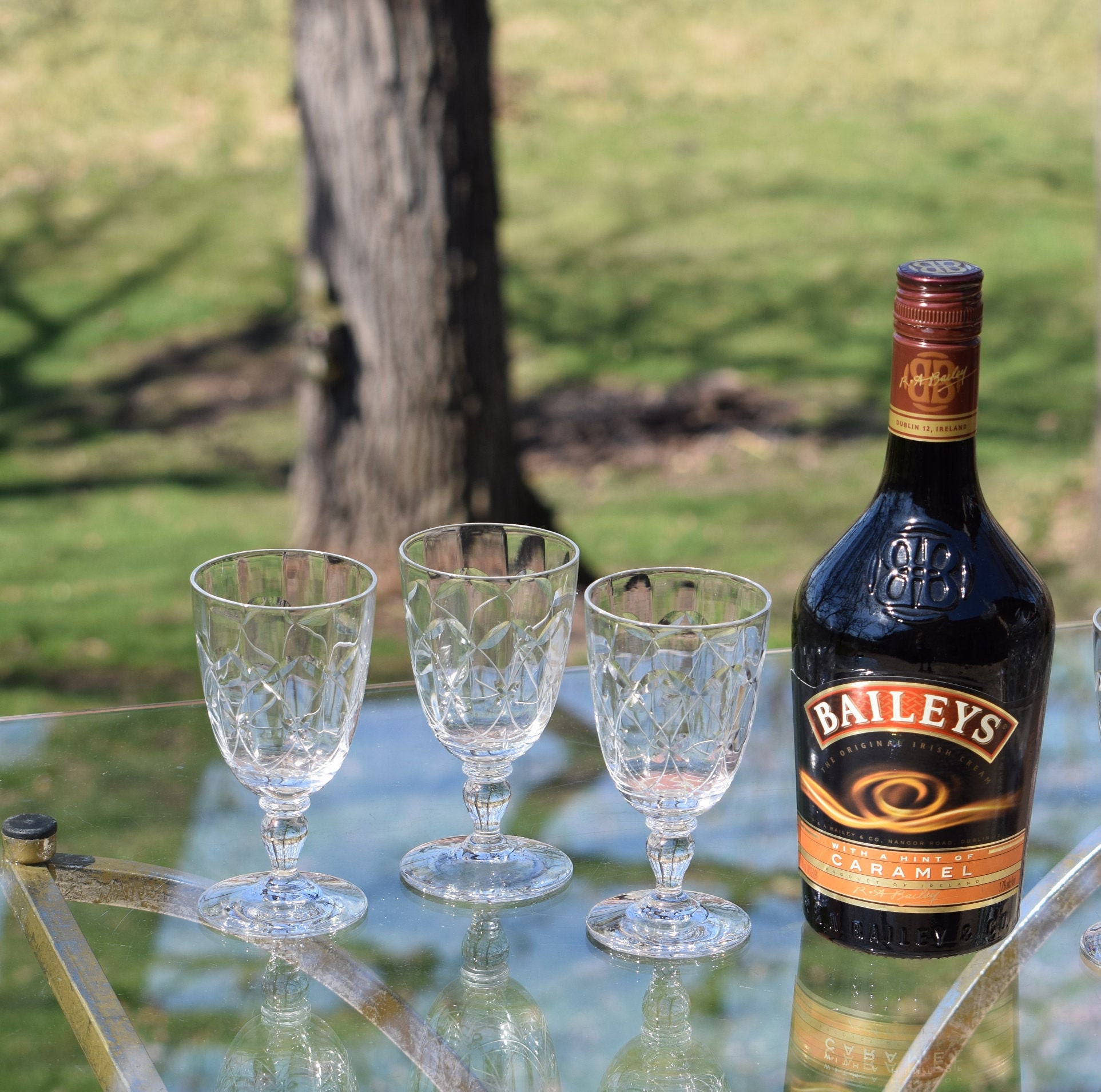 Vintage Etched Crystal Wine glasses, Set of 3, Bryce, Flora, 6 oz After ...