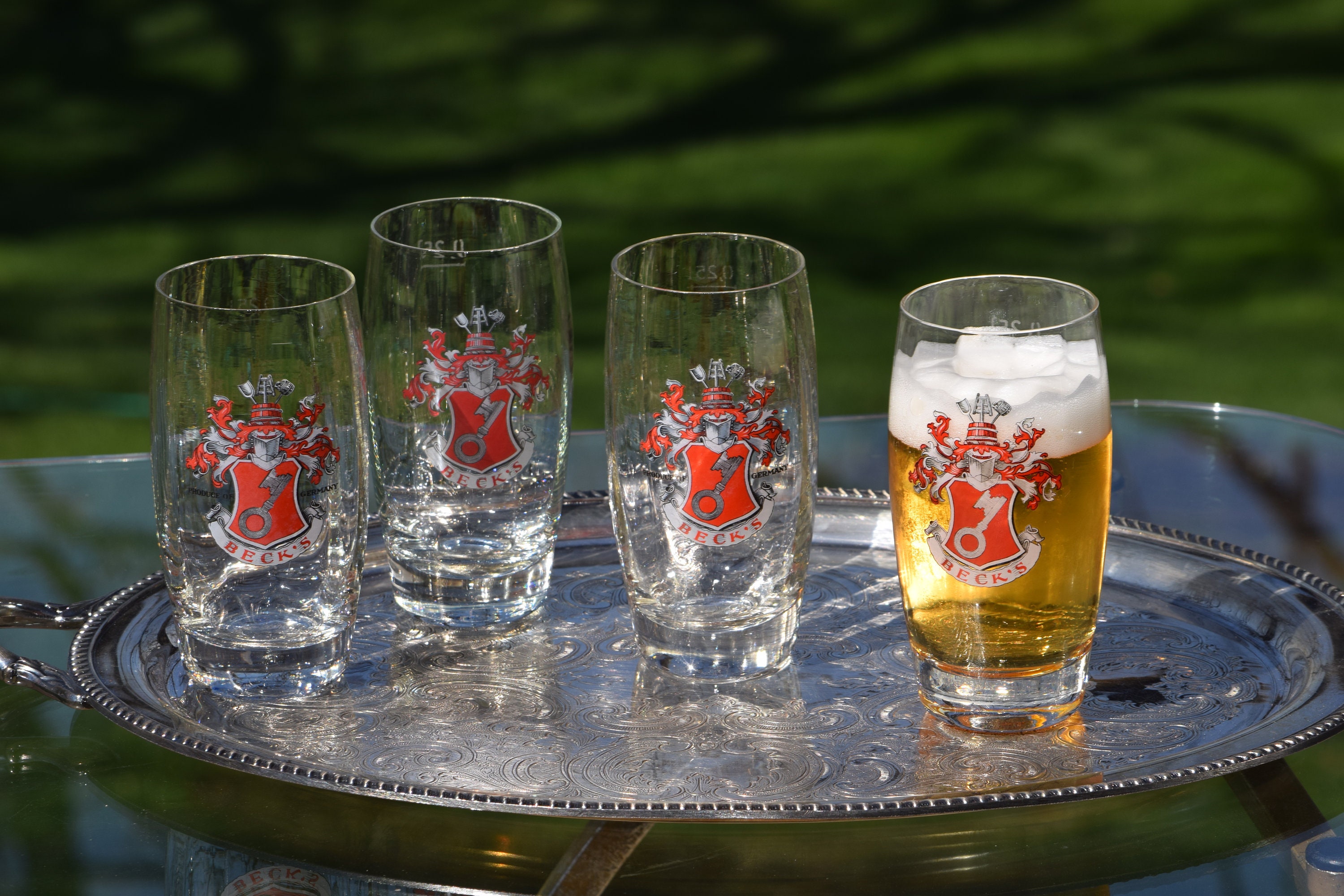 Vintage Becks Beer Glasses Set Of 4 Vintage Optic Glass Beer Glasses Becks Beer Glasses