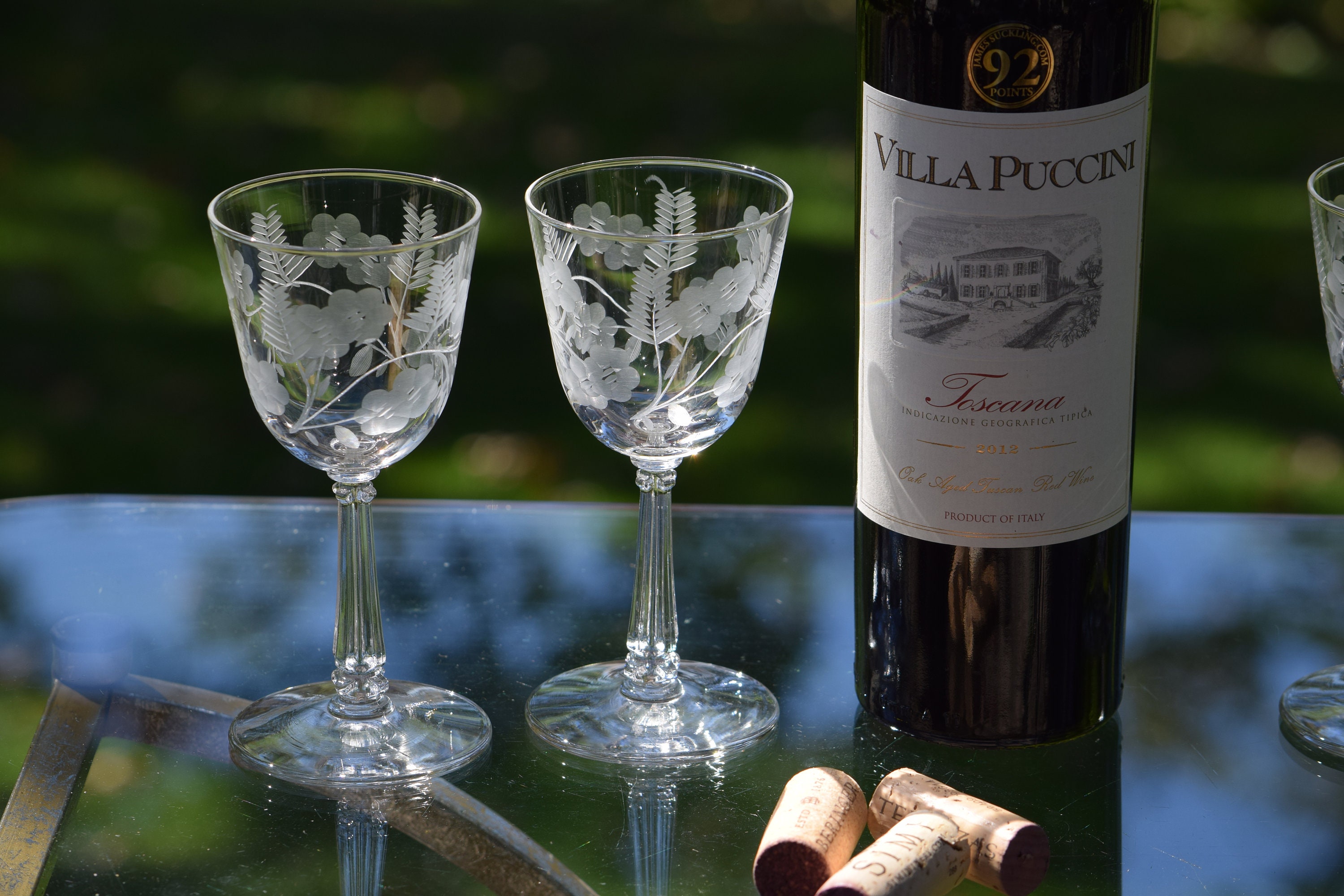 Vintage Etched Wine Glasses Set Of 6 Elegant 4 Oz Vintage Wine Glasses Antique Wine Glasses