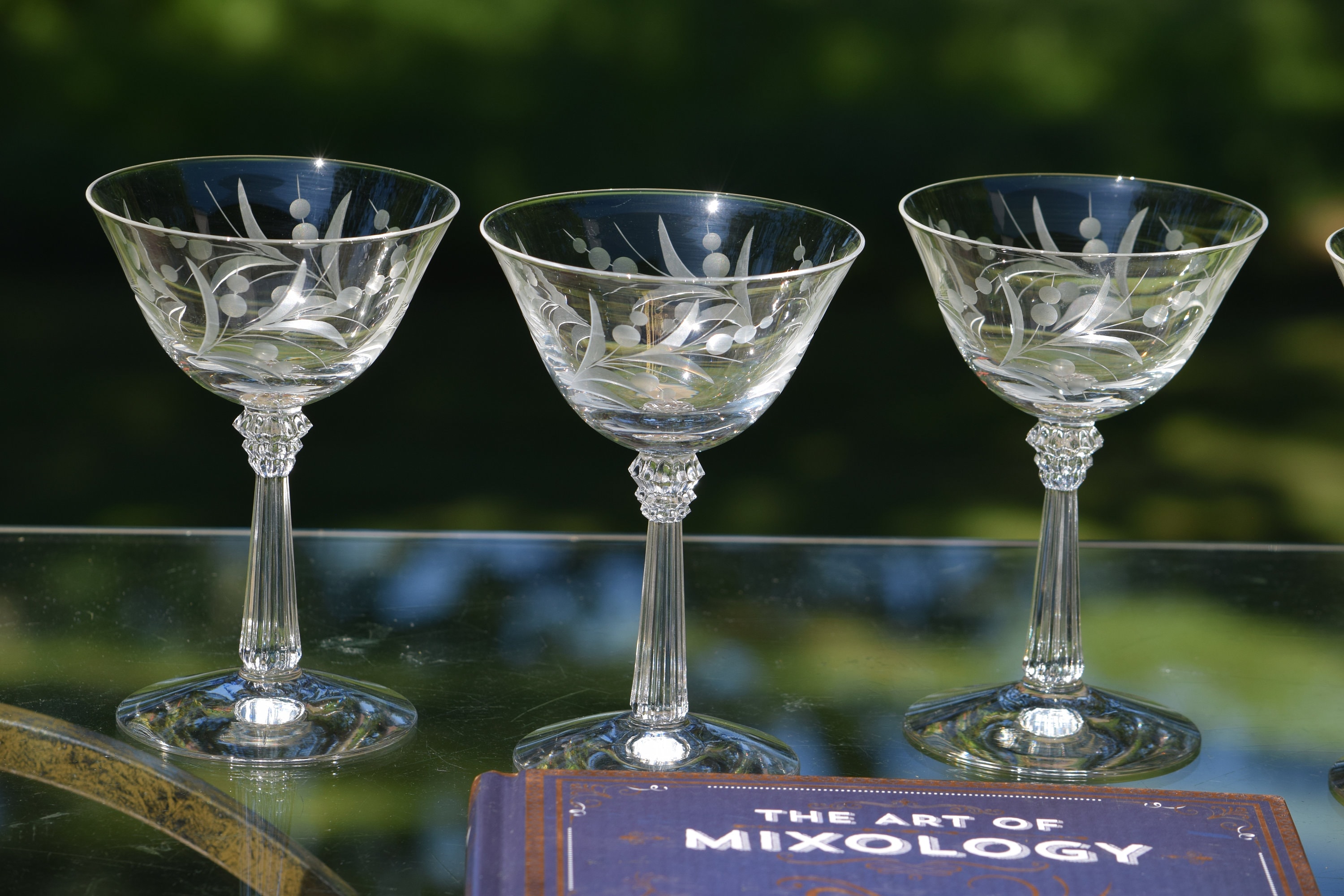 SOLD ~ RESERVED for Precious - Vintage Etched Crystal Cocktail Glasses ... SOLD ~ RESERVED for Precious - Vintage Etched Crystal Cocktail Glasses ...