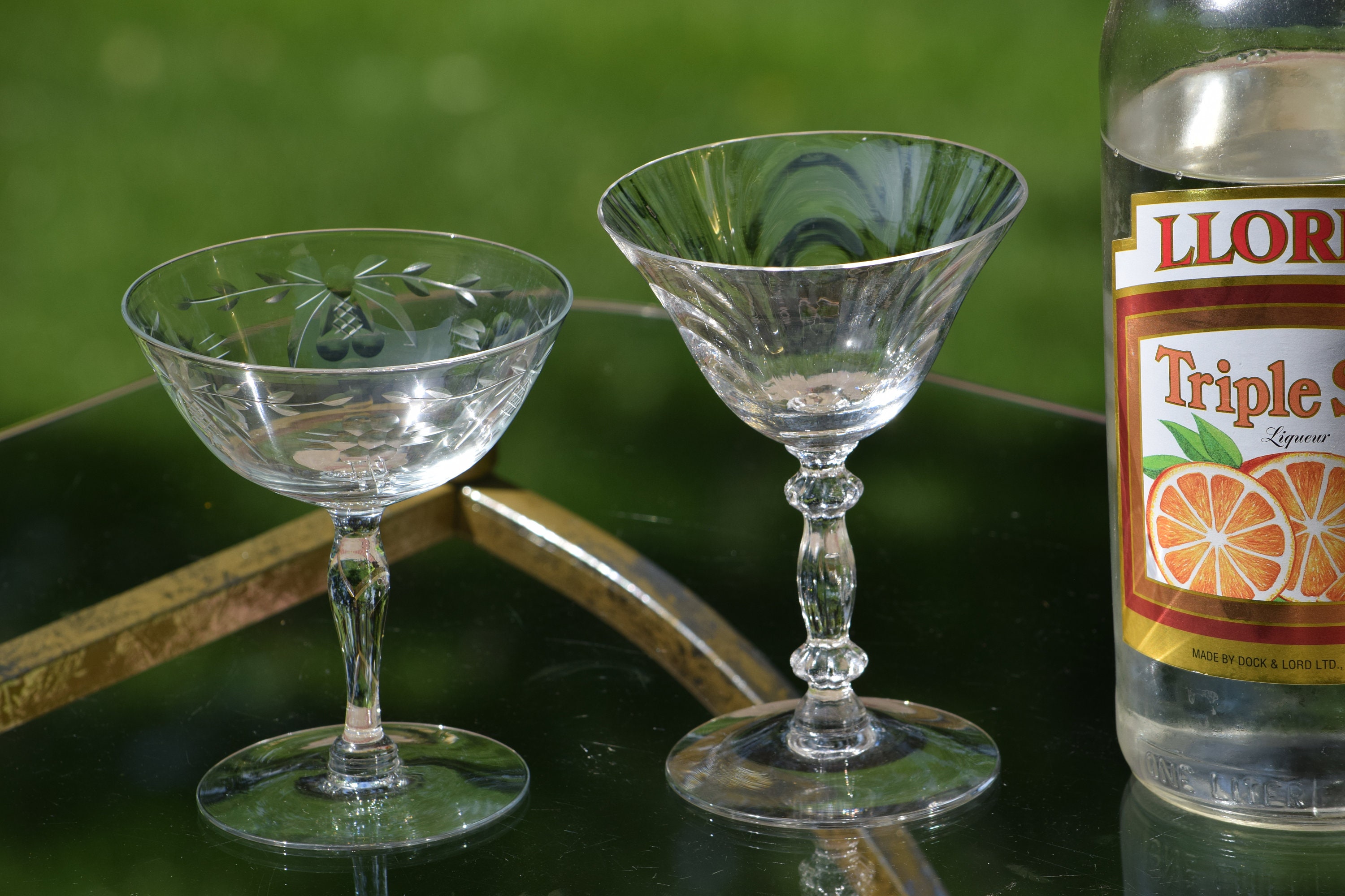 Vintage Etched Cocktail Martini Glasses, Set of 4, Vintage Set of 4 ...