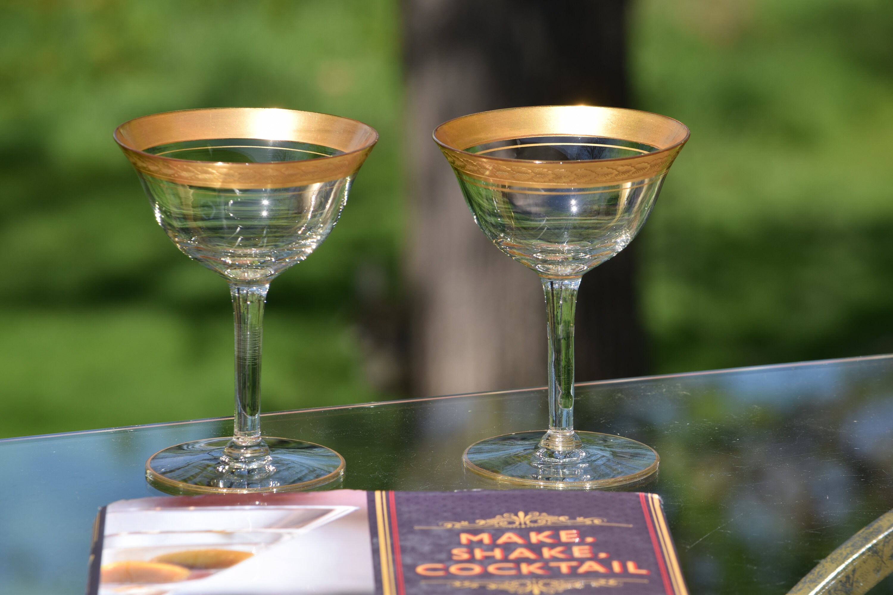 Vintage Gold Rimmed Encrusted Cocktail - Martini Glasses , Set of 5 ... Vintage Gold Rimmed Encrusted Cocktail - Martini Glasses , Set of 5 ...