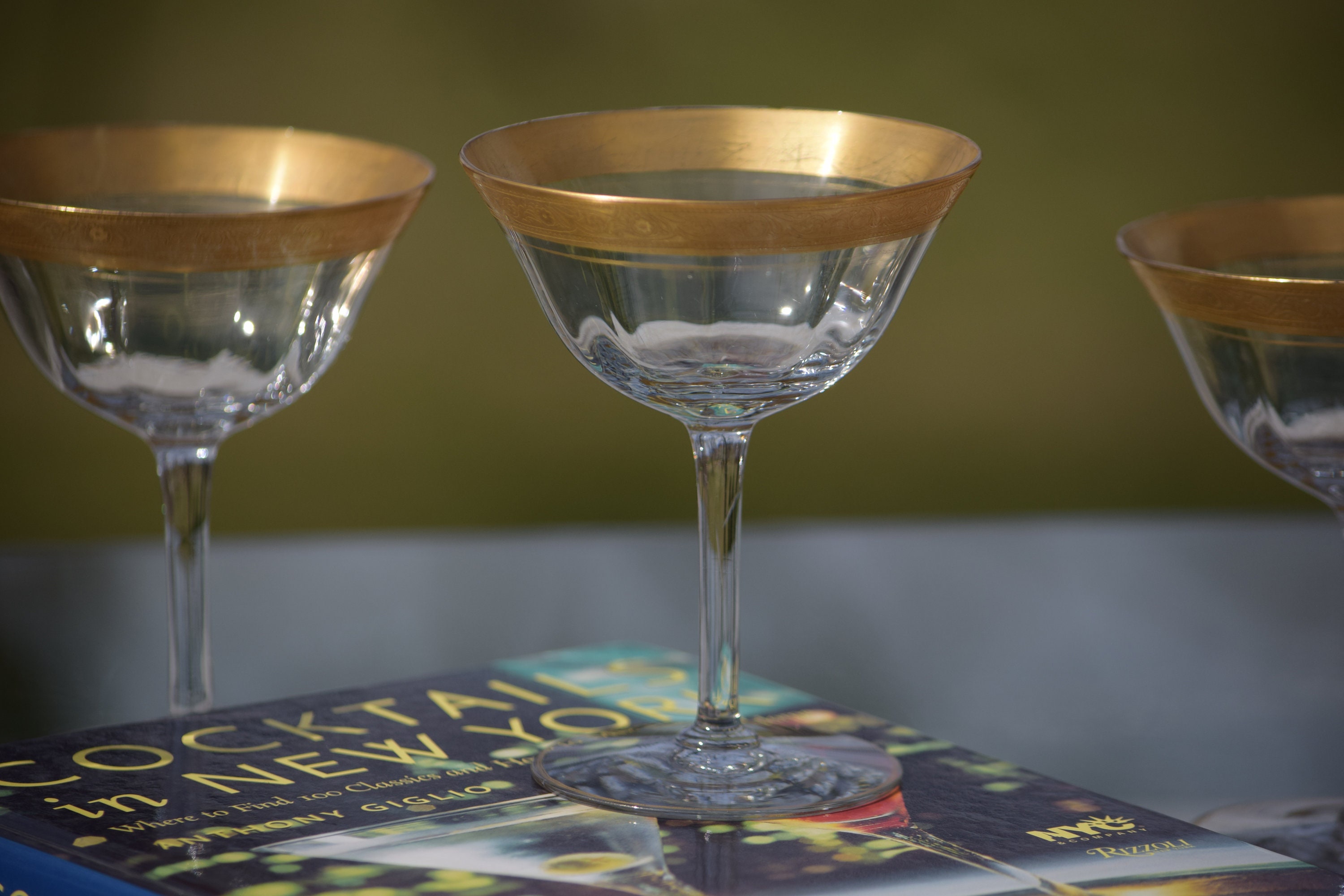 4 Vintage Gold Encrusted Cocktail - Martini Glasses,Tiffin Franciscan ...